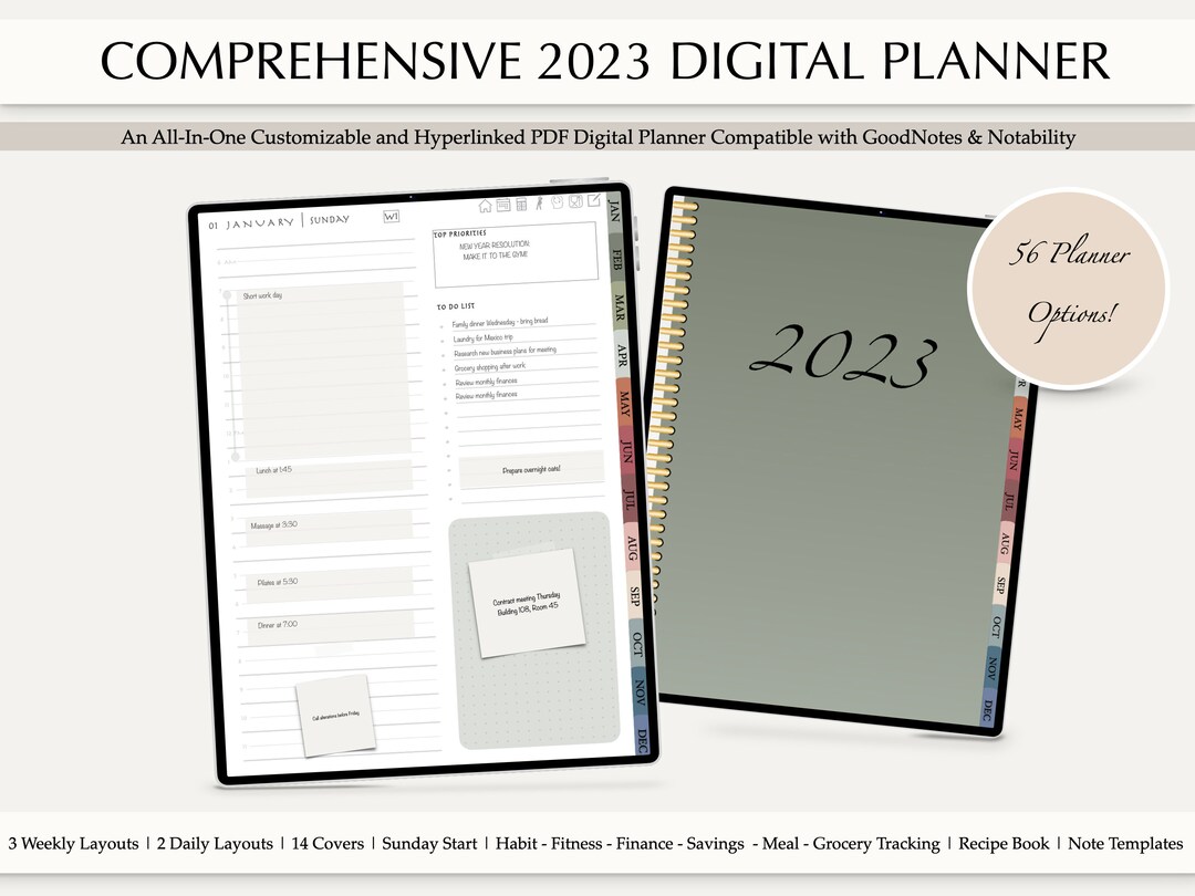 Digital Planner 2023, Printable Planner, Goodnotes Planner, Daily ...