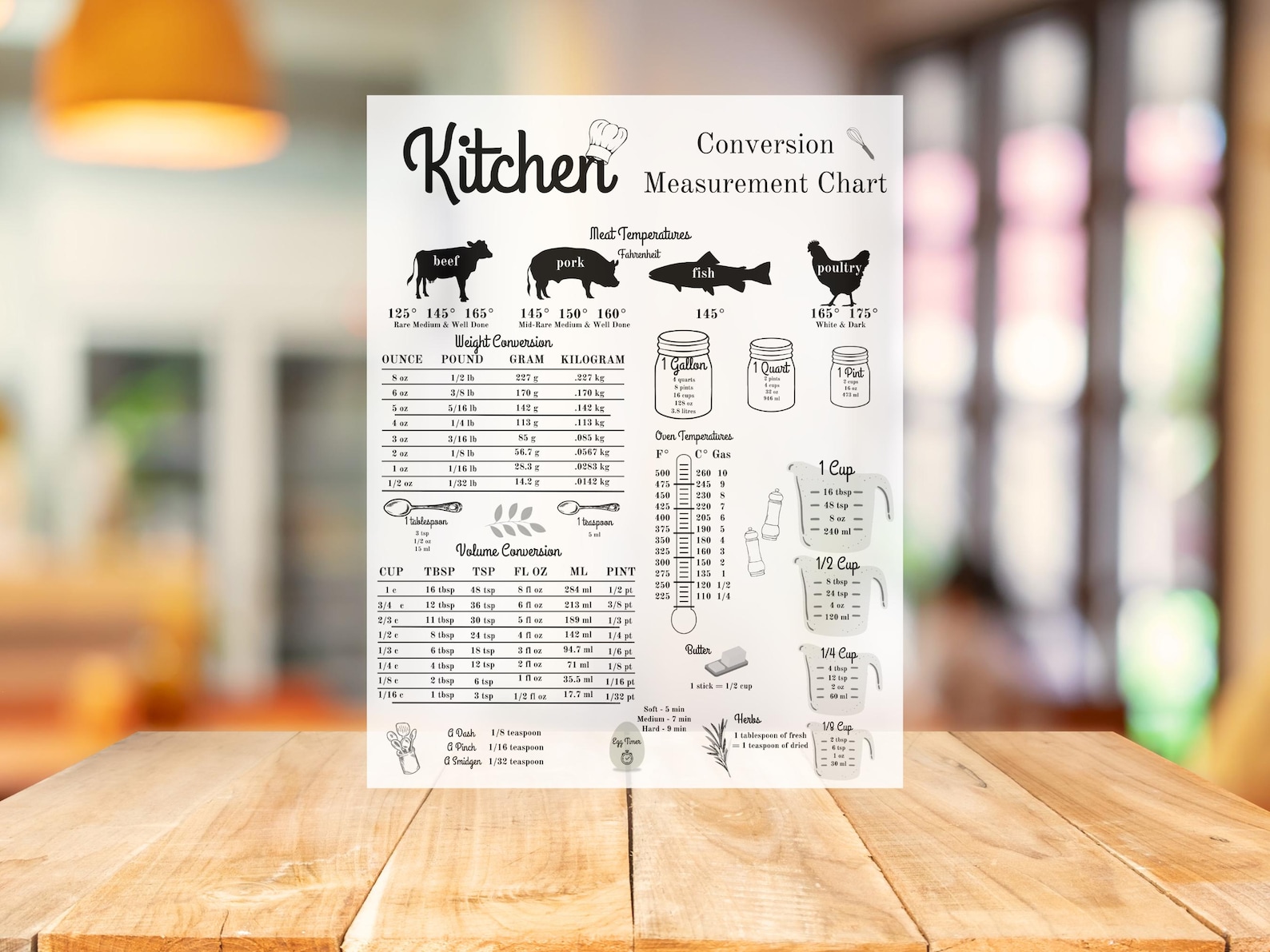 Printable Kitchen Conversion Chart: Cooking & Baking Guide (PDF) - Etsy