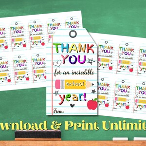 Teacher Appreciation Gift Tags: End of School Year Printable (instant ...
