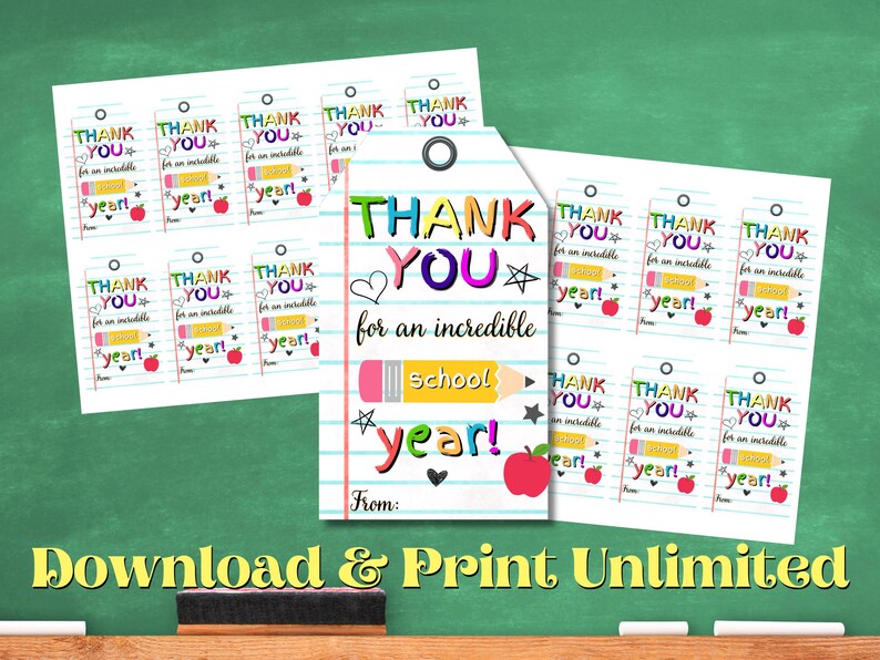 Teacher Appreciation Gift Tags: End of School Year Printable (instant ...