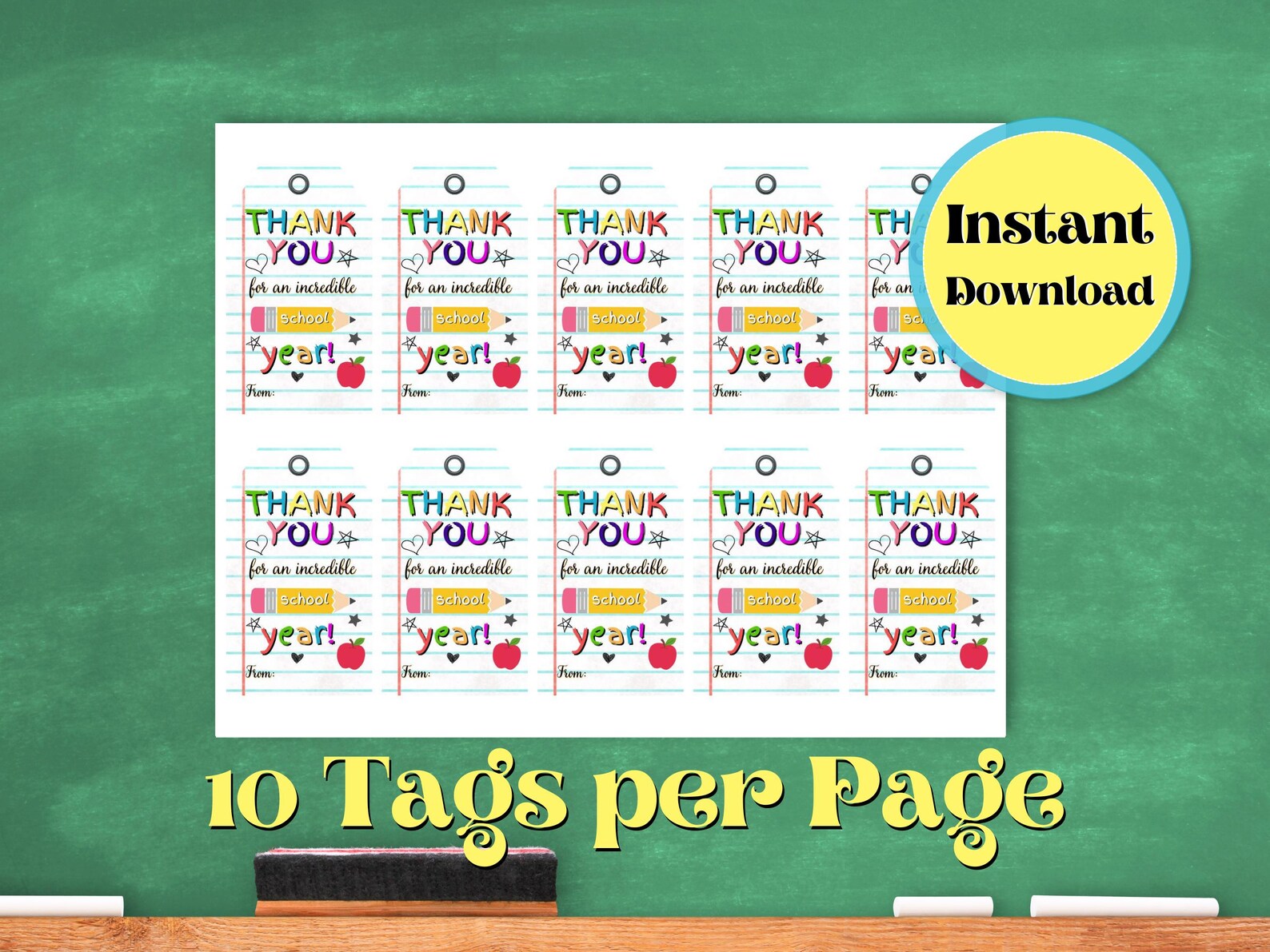 Teacher Appreciation Gift Tags: End of School Year Printable (instant ...