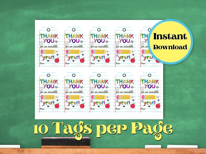 Teacher Appreciation Gift Tags: End of School Year Printable (instant ...