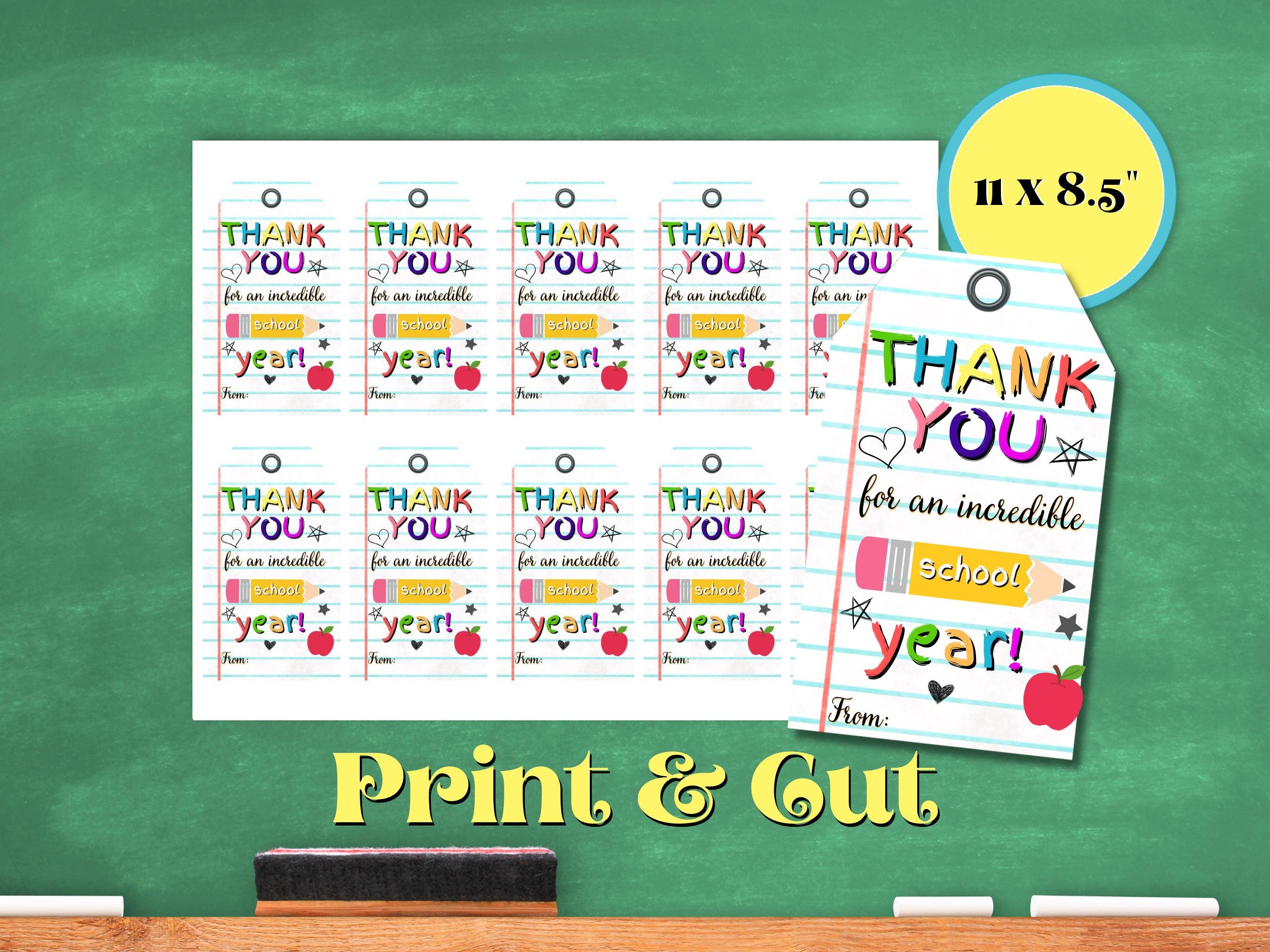 Teacher Appreciation Gift Tags: End of School Year Printable (instant ...
