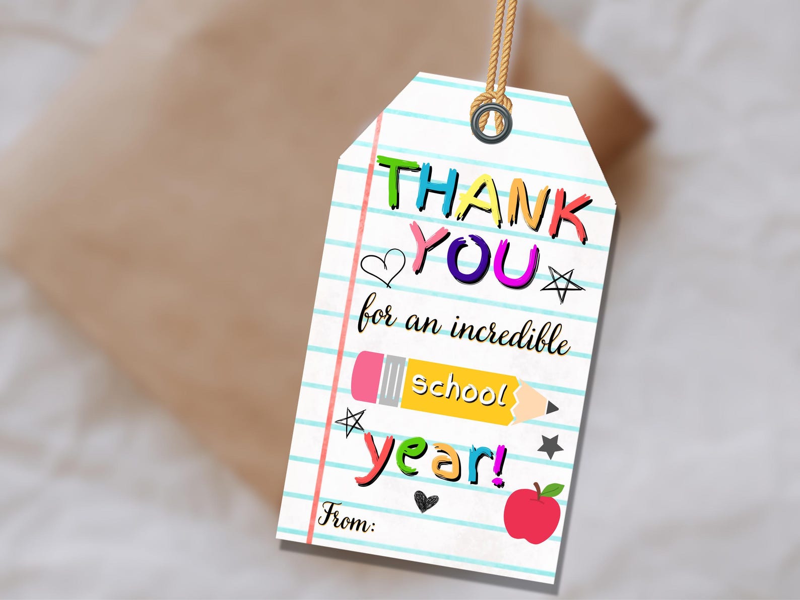 Teacher Appreciation Gift Tags: End of School Year Printable (instant ...