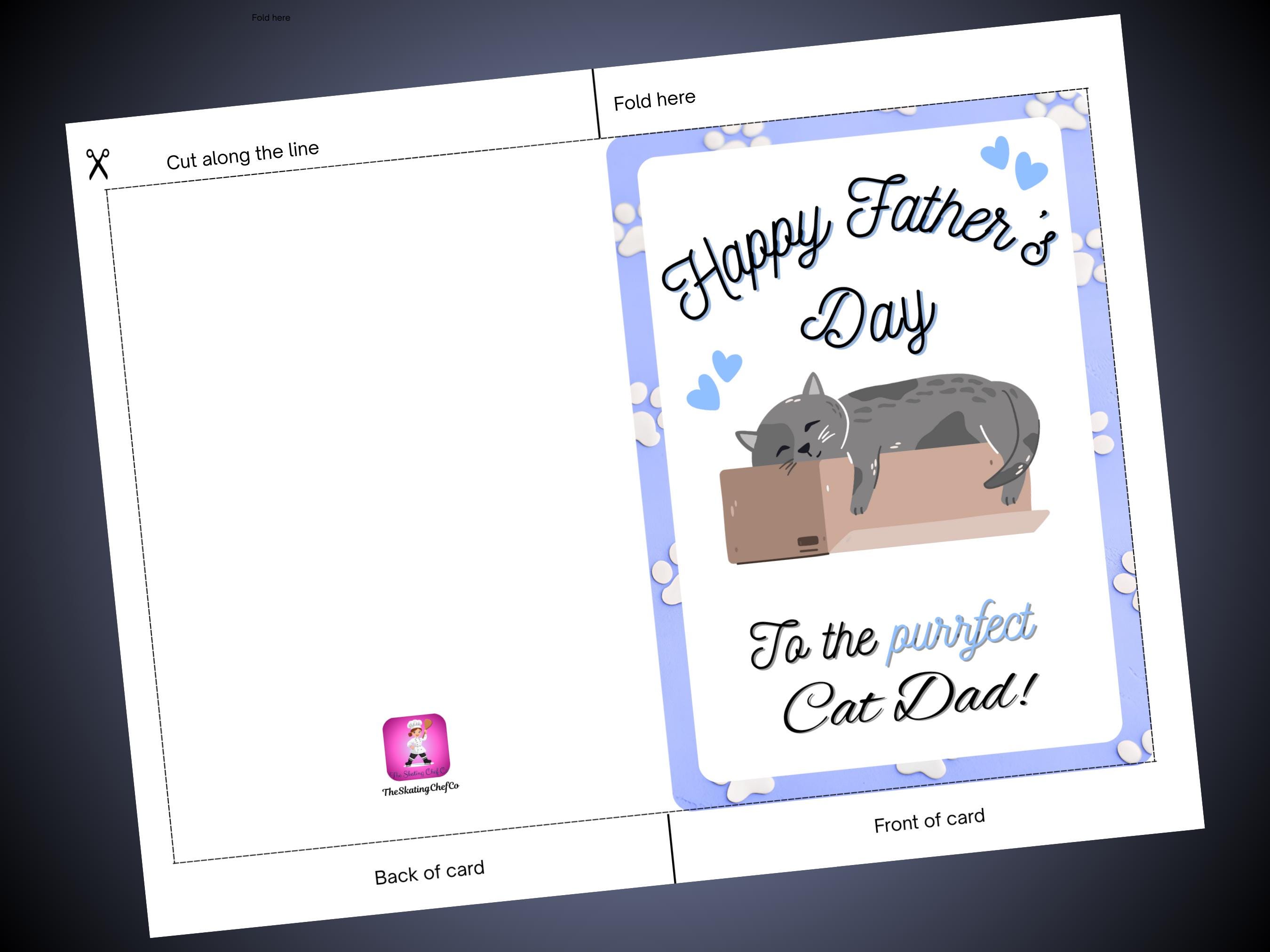 Cat Father’s Day Card Printable | Funny Cat Dad Card | Instant Download ...