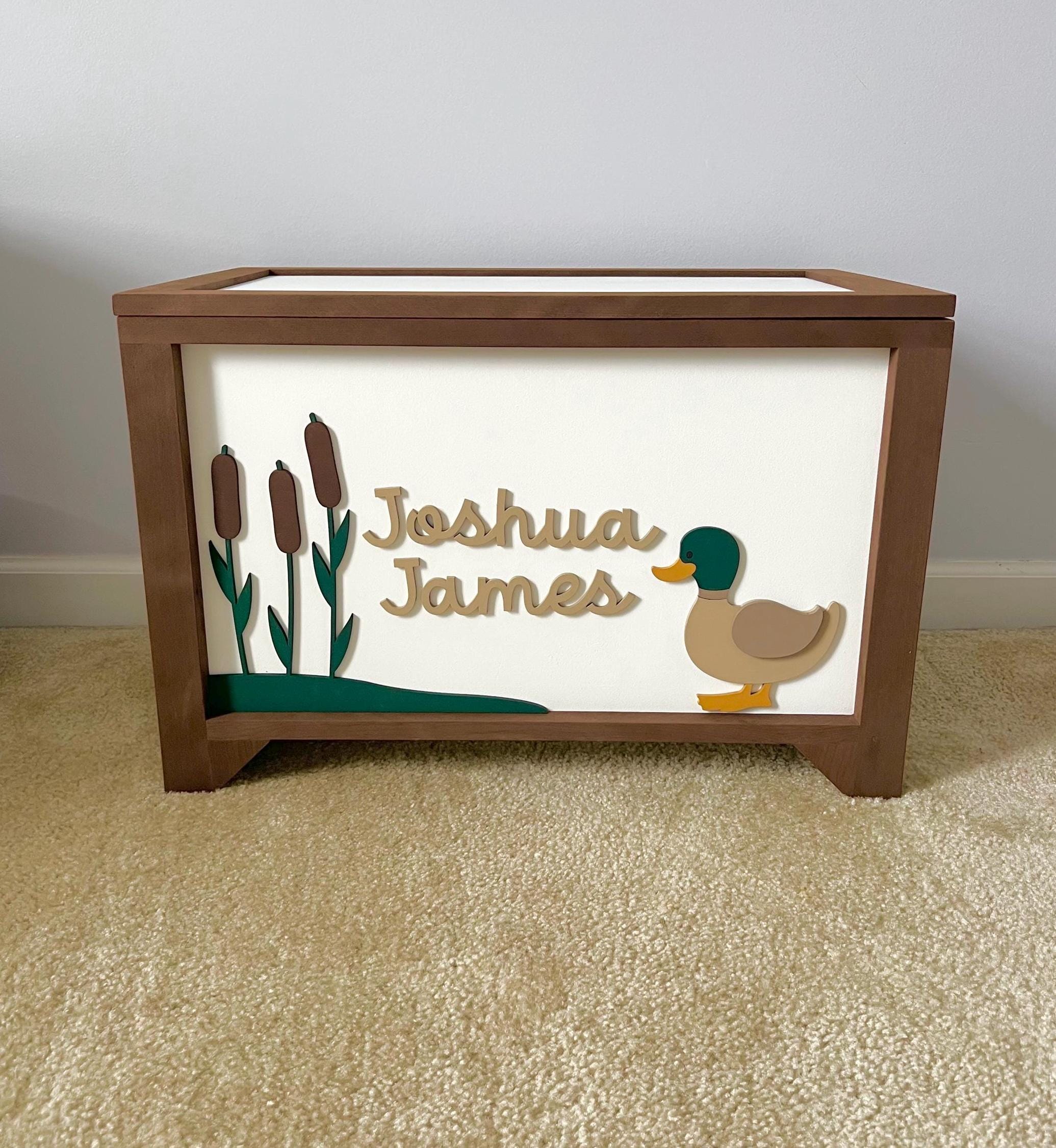 Personalized Mallard Duck Toy Chest: Handmade Wood Toy Storage - Etsy