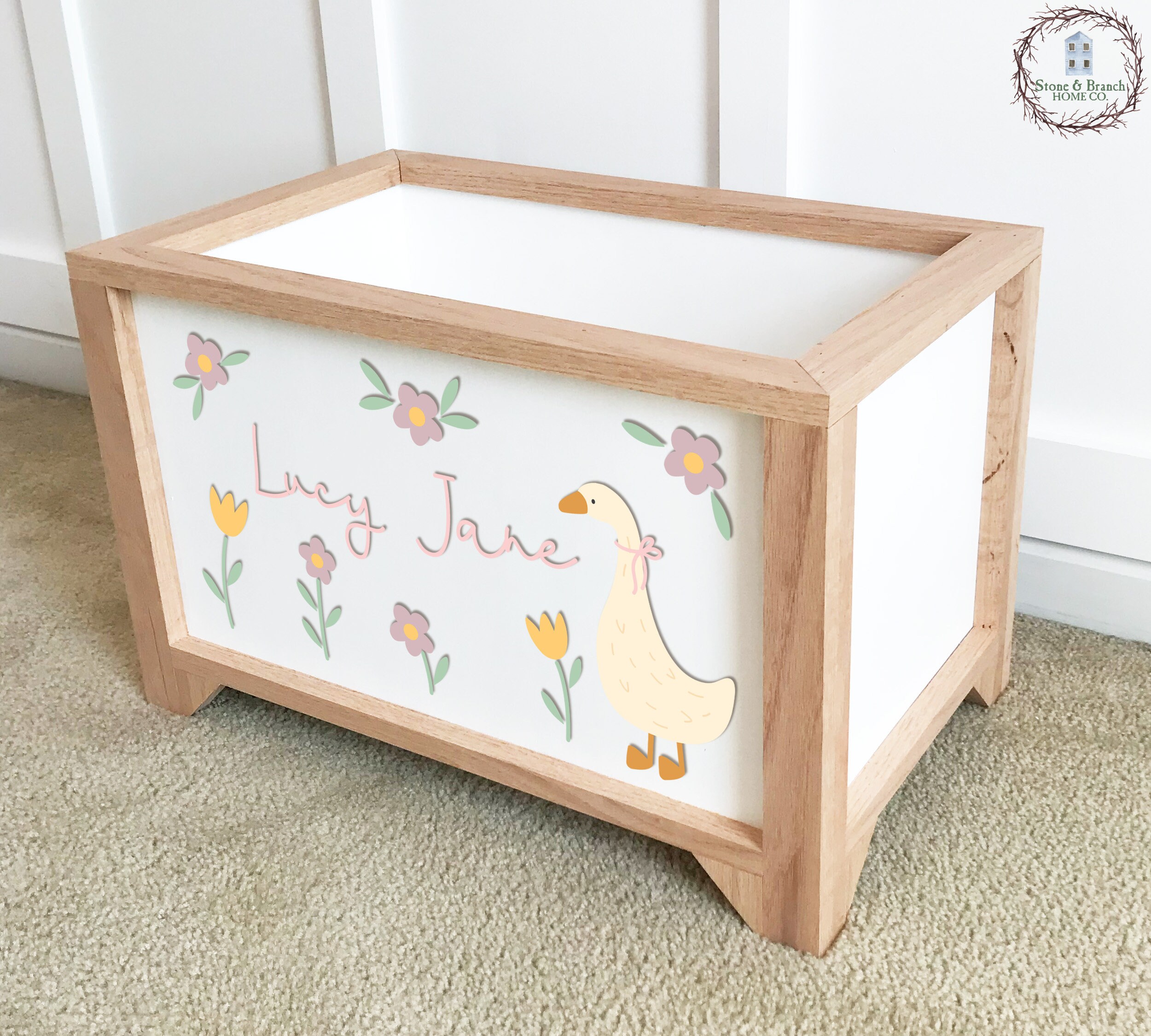 Daisy and Goose Toy Box Personalized Wood Toy Box - Etsy