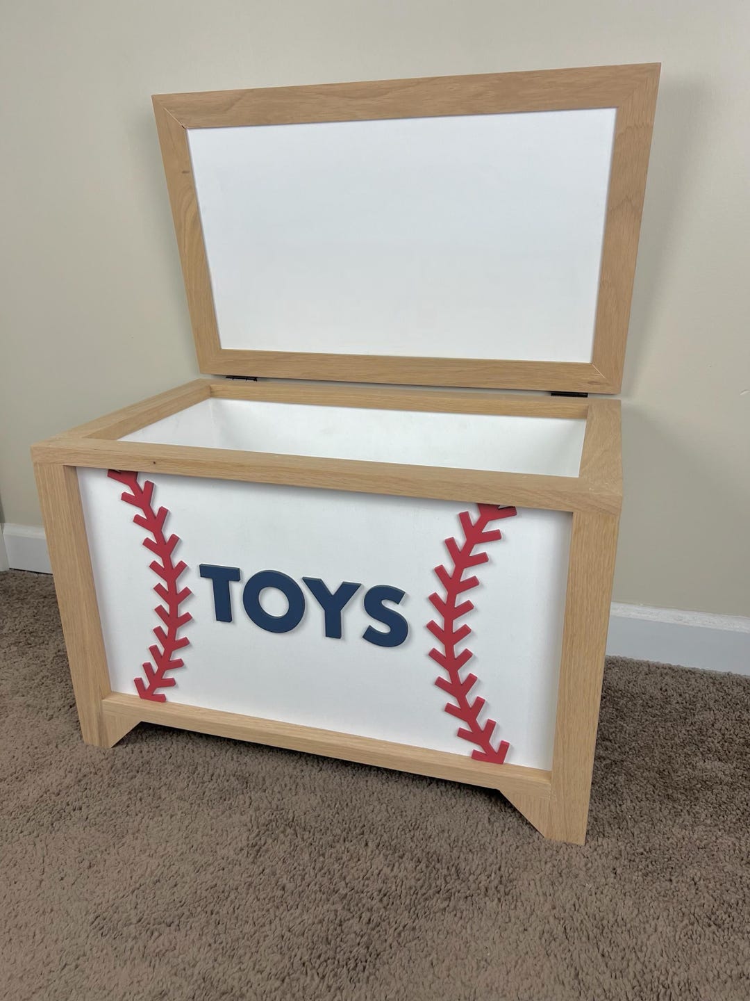 Personalized Baseball Wood Toy Box - Handcrafted Toy Chest - Etsy