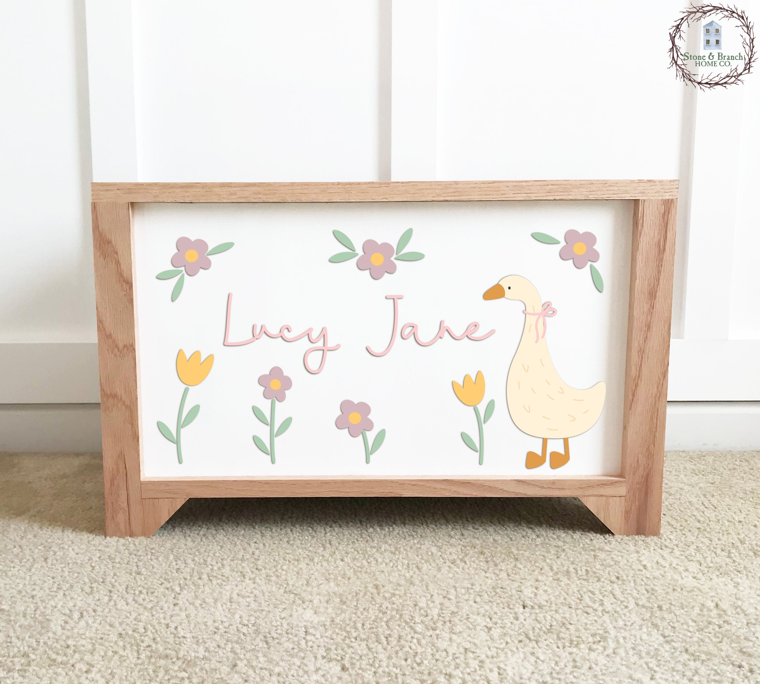 Daisy and Goose Toy Box Personalized Wood Toy Box - Etsy