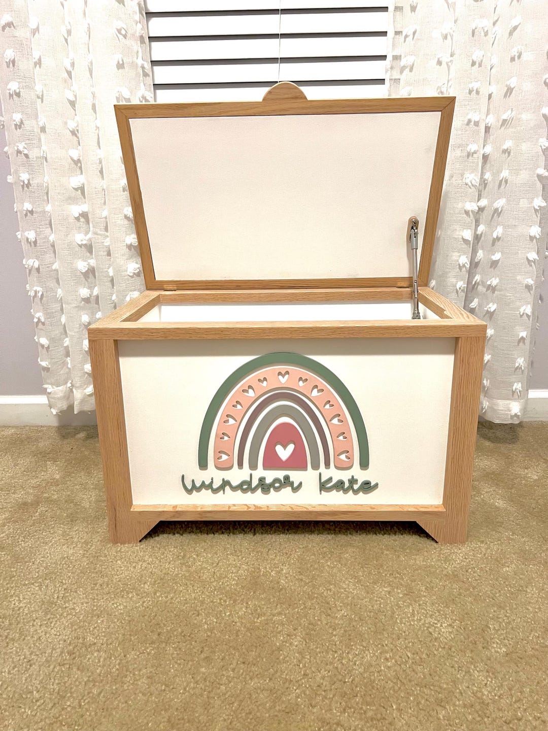 Rainbow Toy Box Personalized Wood Toy Box Handcrafted Wood Toy Chest ...