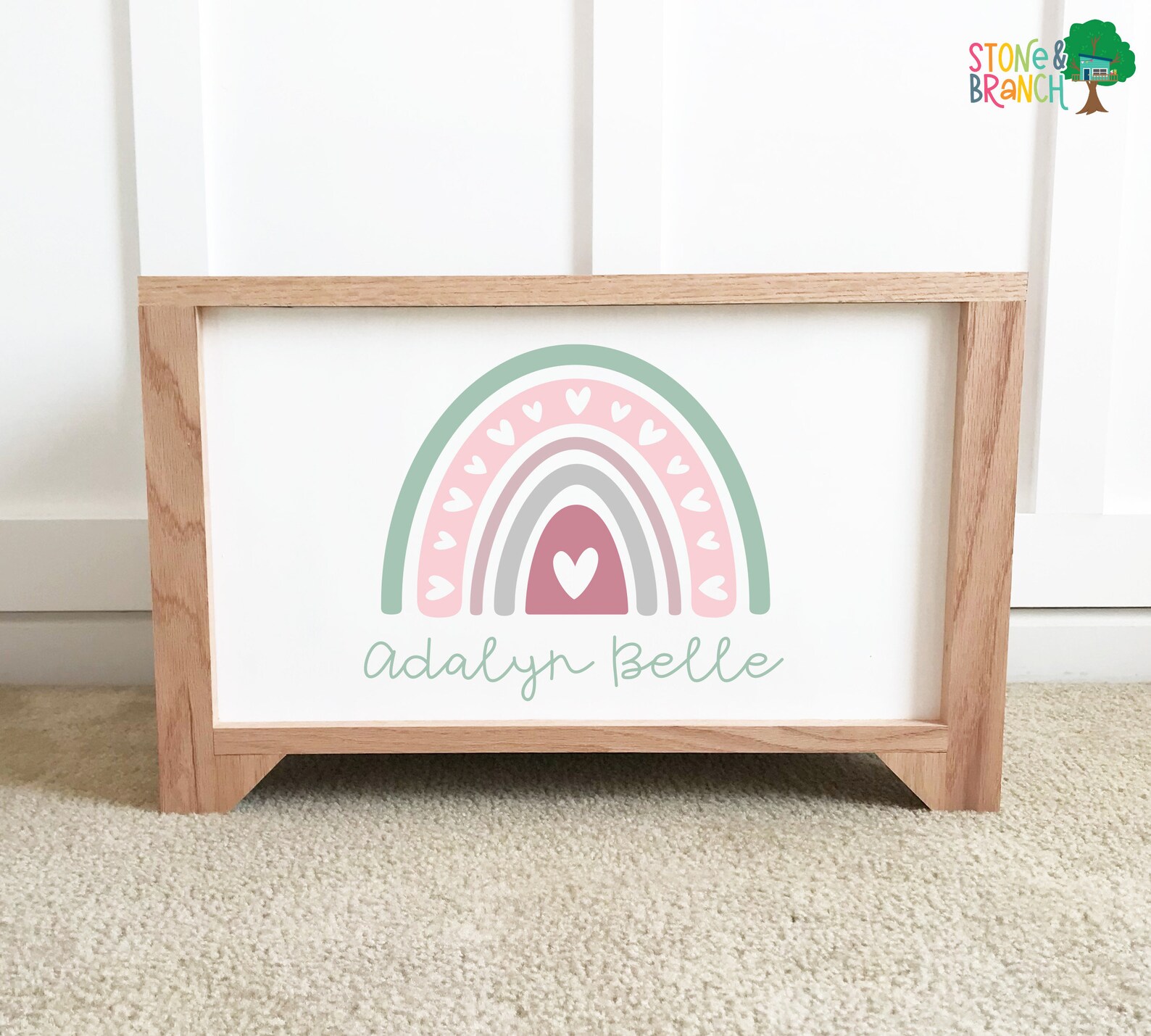 Rainbow Toy Box - Personalized Wood Toy Box - Handcrafted Wood Toy ...