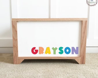 Rainbow Toy Box - Personalized Wood Toy Box - Handcrafted Wood Toy ...
