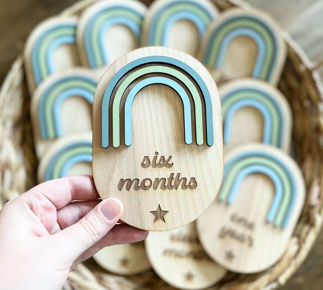 Baby Monthly Milestones Photo Prop - Retro Rainbow Monthly Milestone ...