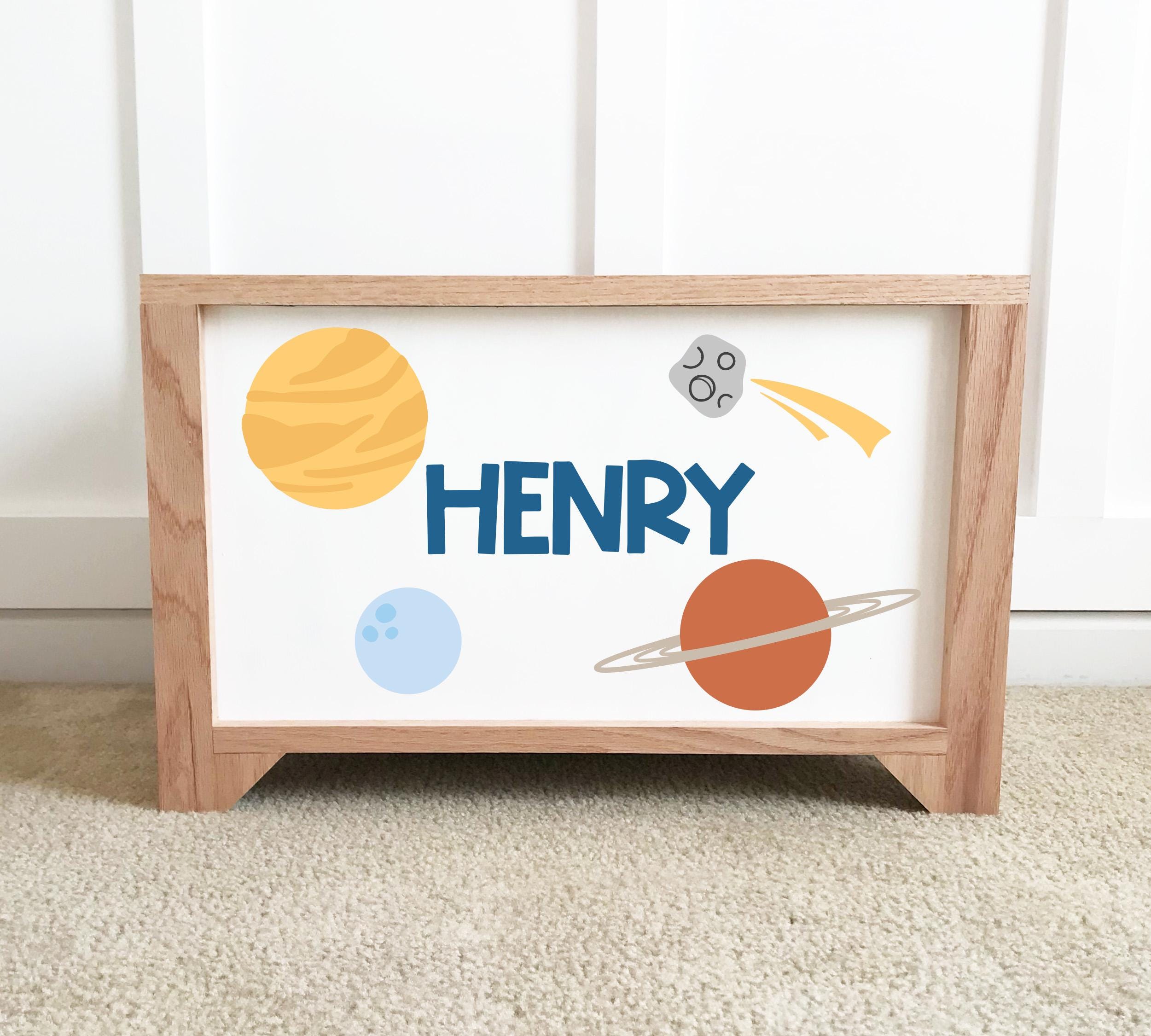 Personalized Planets Wood Toy Box - Space Nursery Decor - Etsy