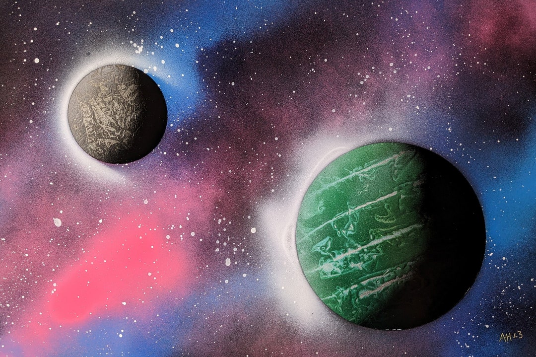 Handmade Spray Paint Art Planet Outer Space Comet Nebula - Etsy