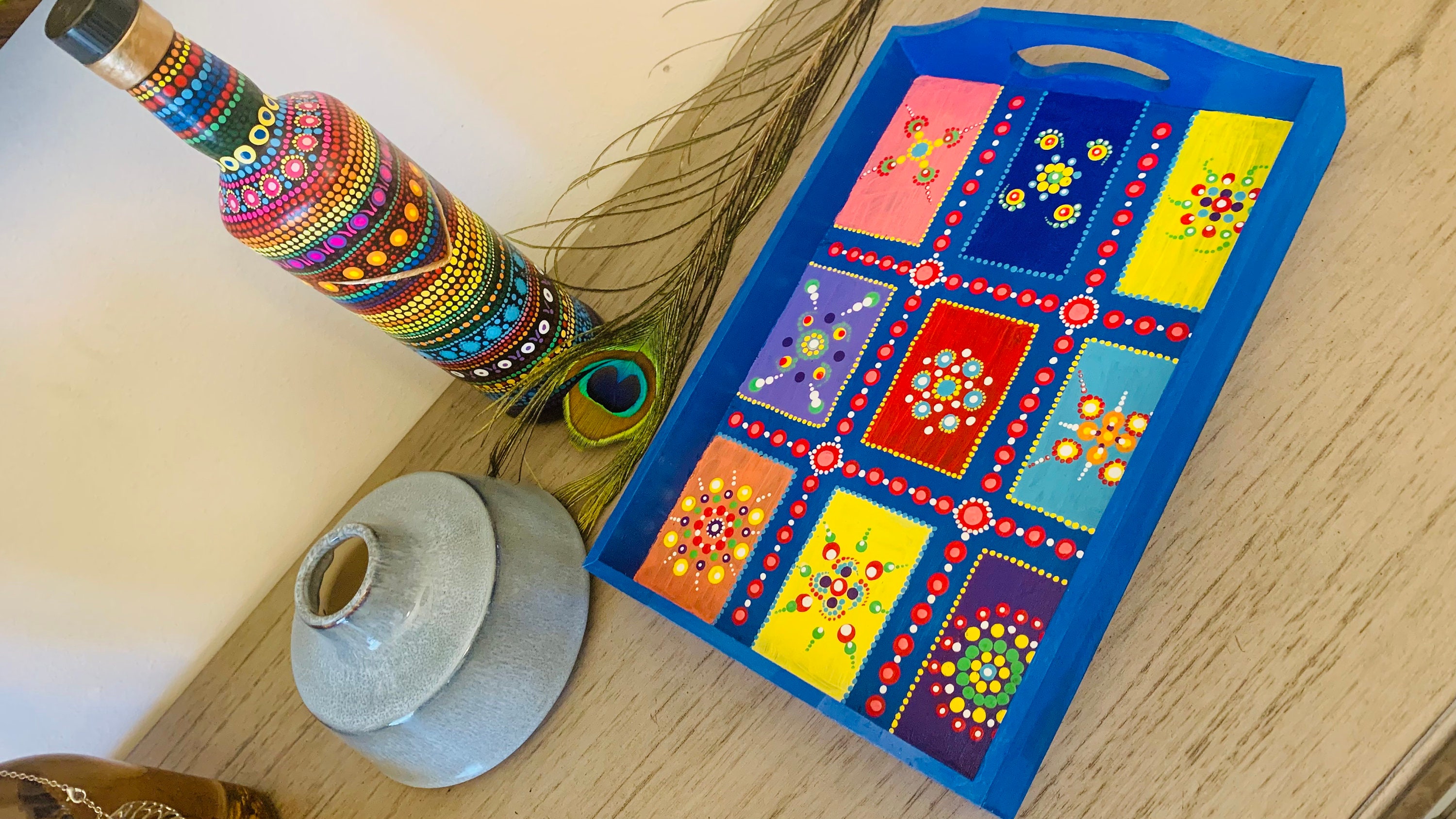 Hand Painted Wooden Tray - Etsy