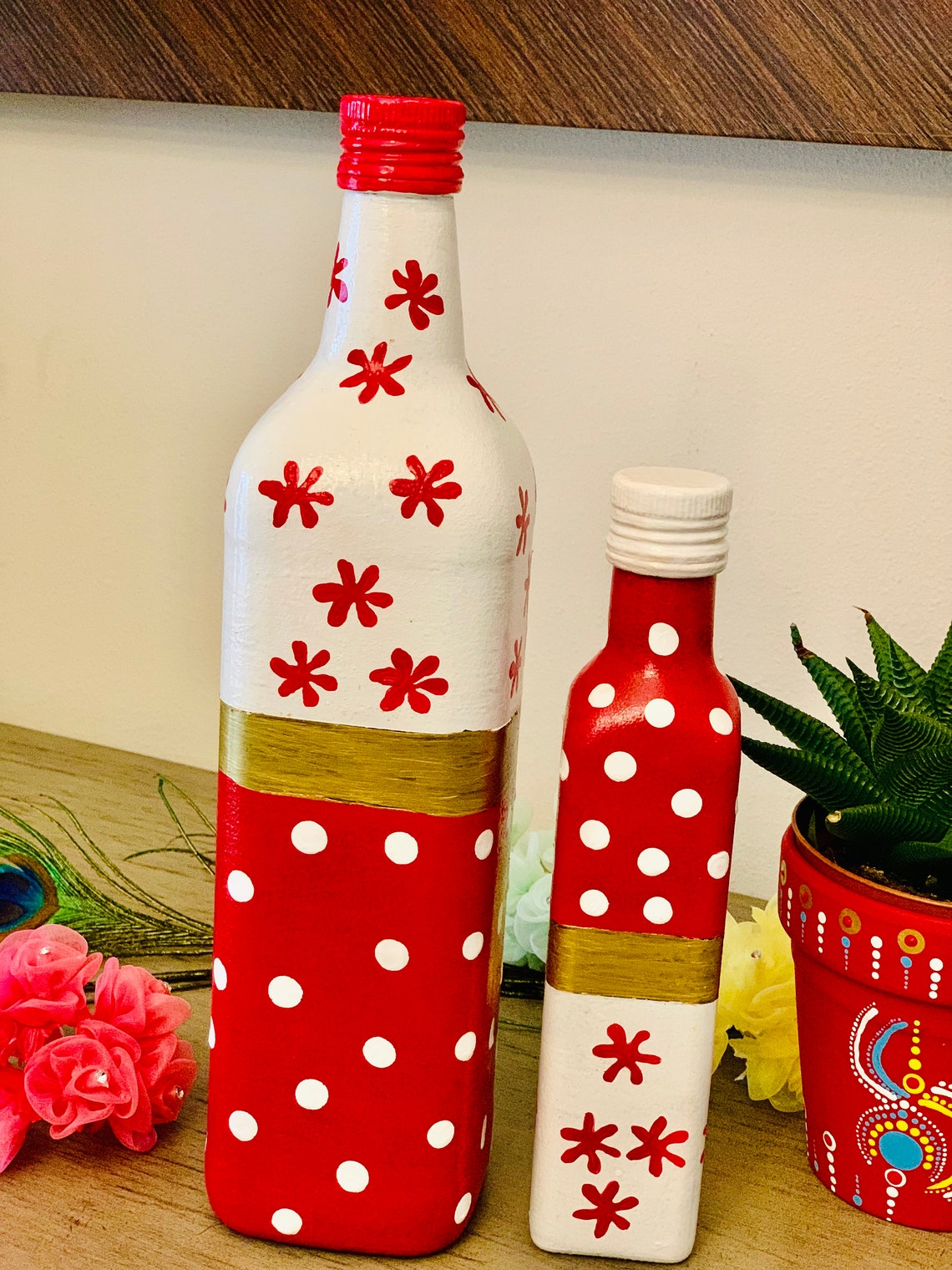 Hand Painted Bottles Set - Etsy