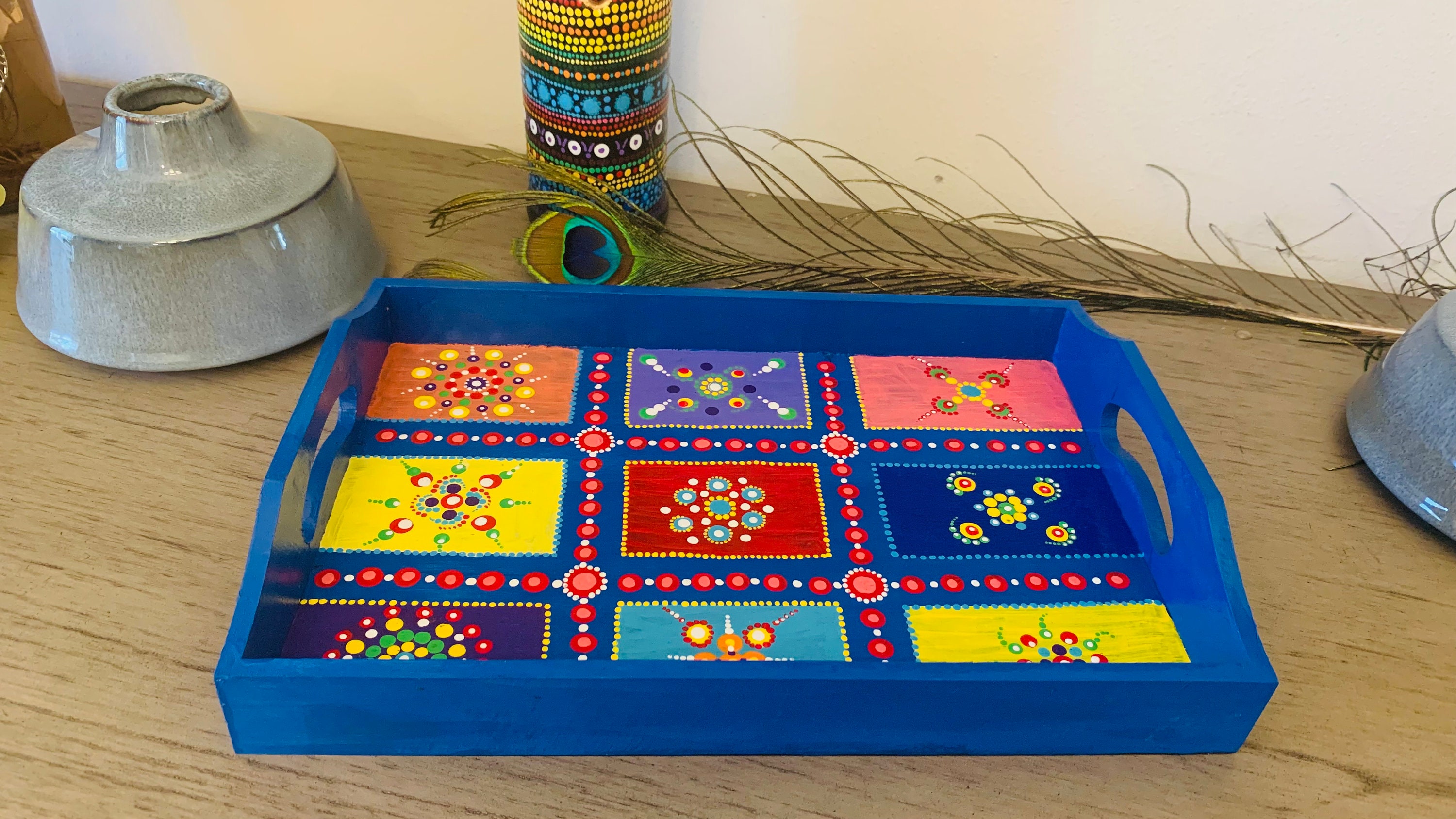 Hand Painted Wooden Tray - Etsy