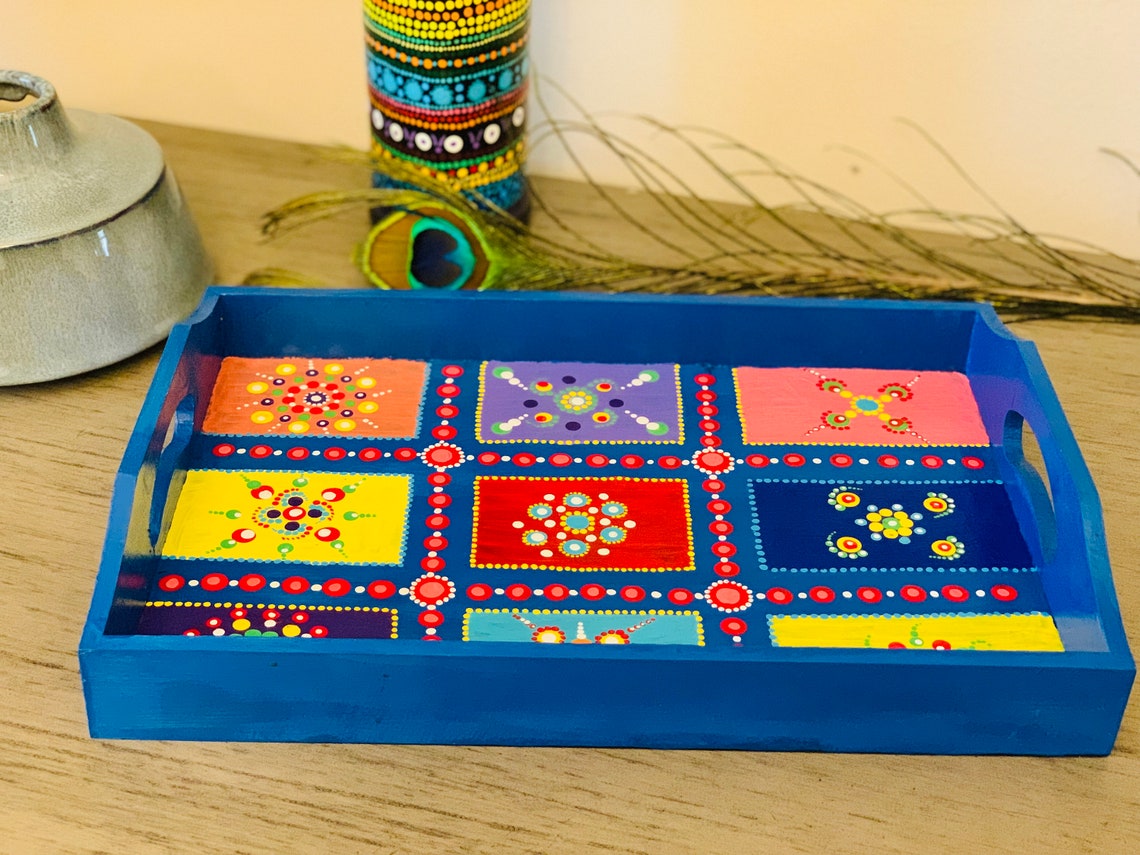 Hand Painted Wooden Tray - Etsy
