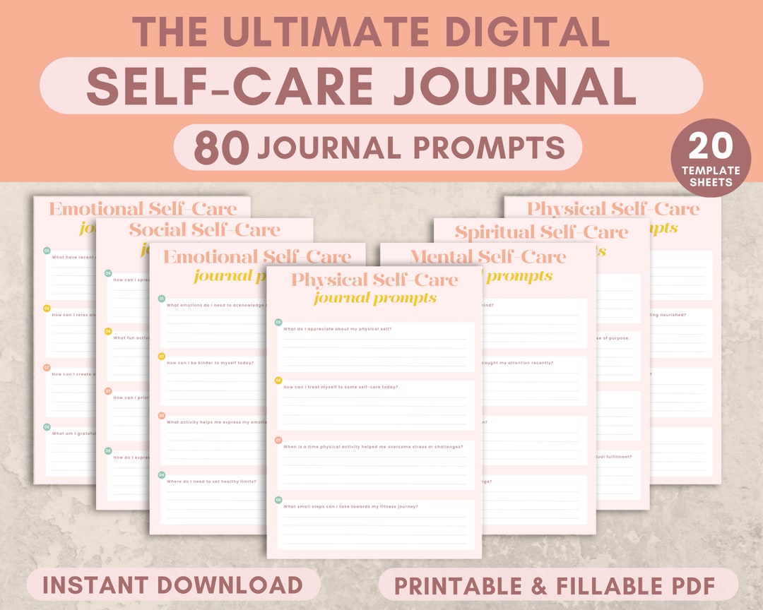 Digital Journal Prompts, Self-care Journal Prompts, Mental Health ...