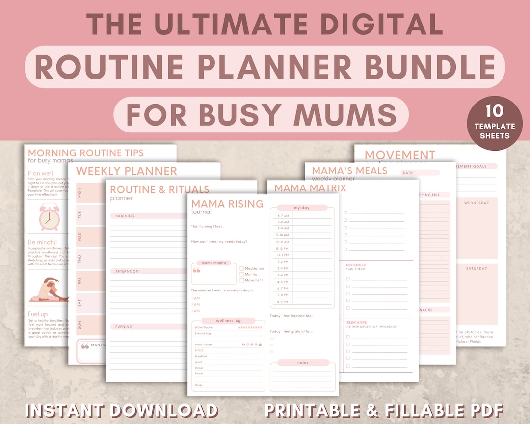 Busy Mom Planner Digital Household Planner, Home Organization Planner ...