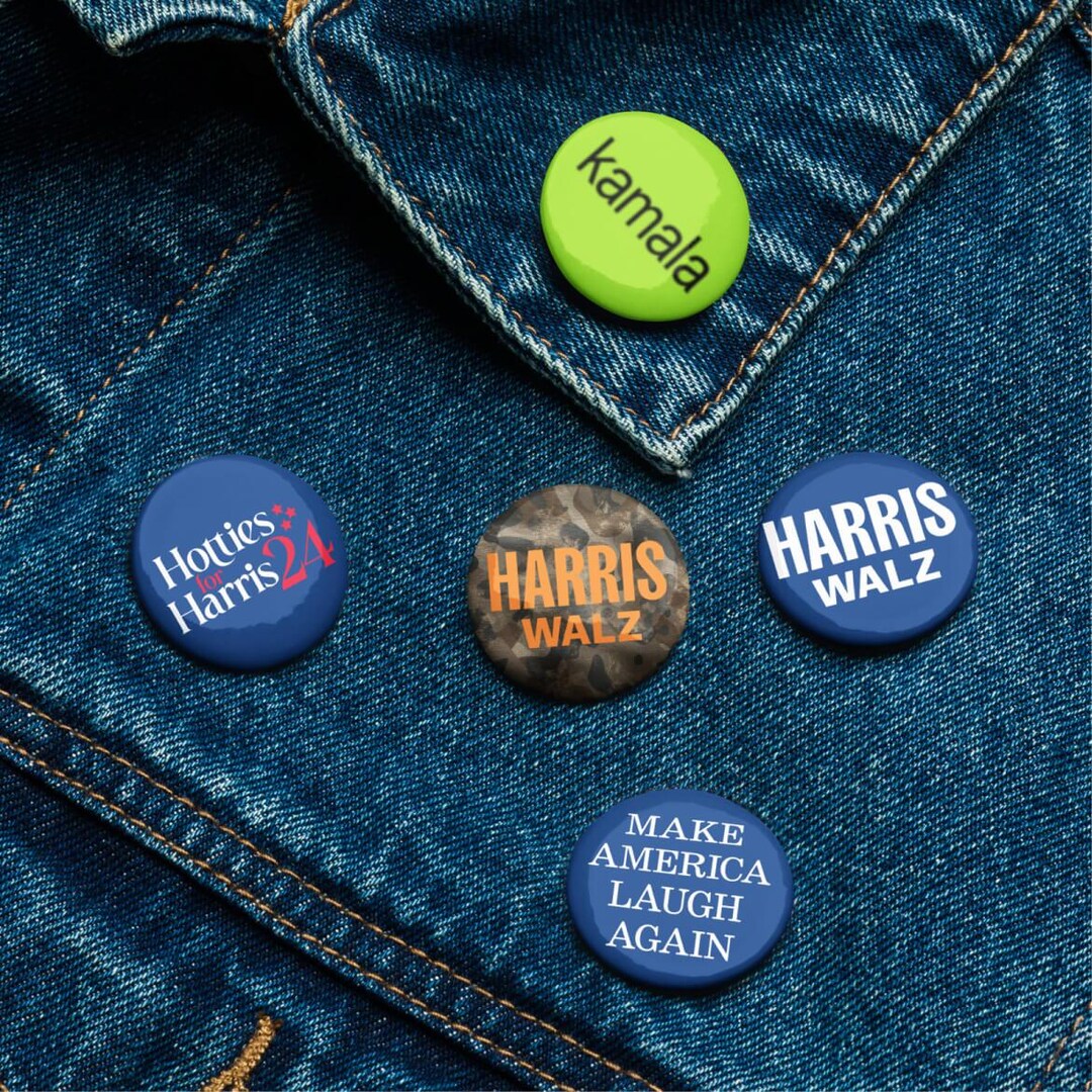 Kamala Harris and Walz Pin Set Set of 5 Political Campaign Buttons 2024 ...