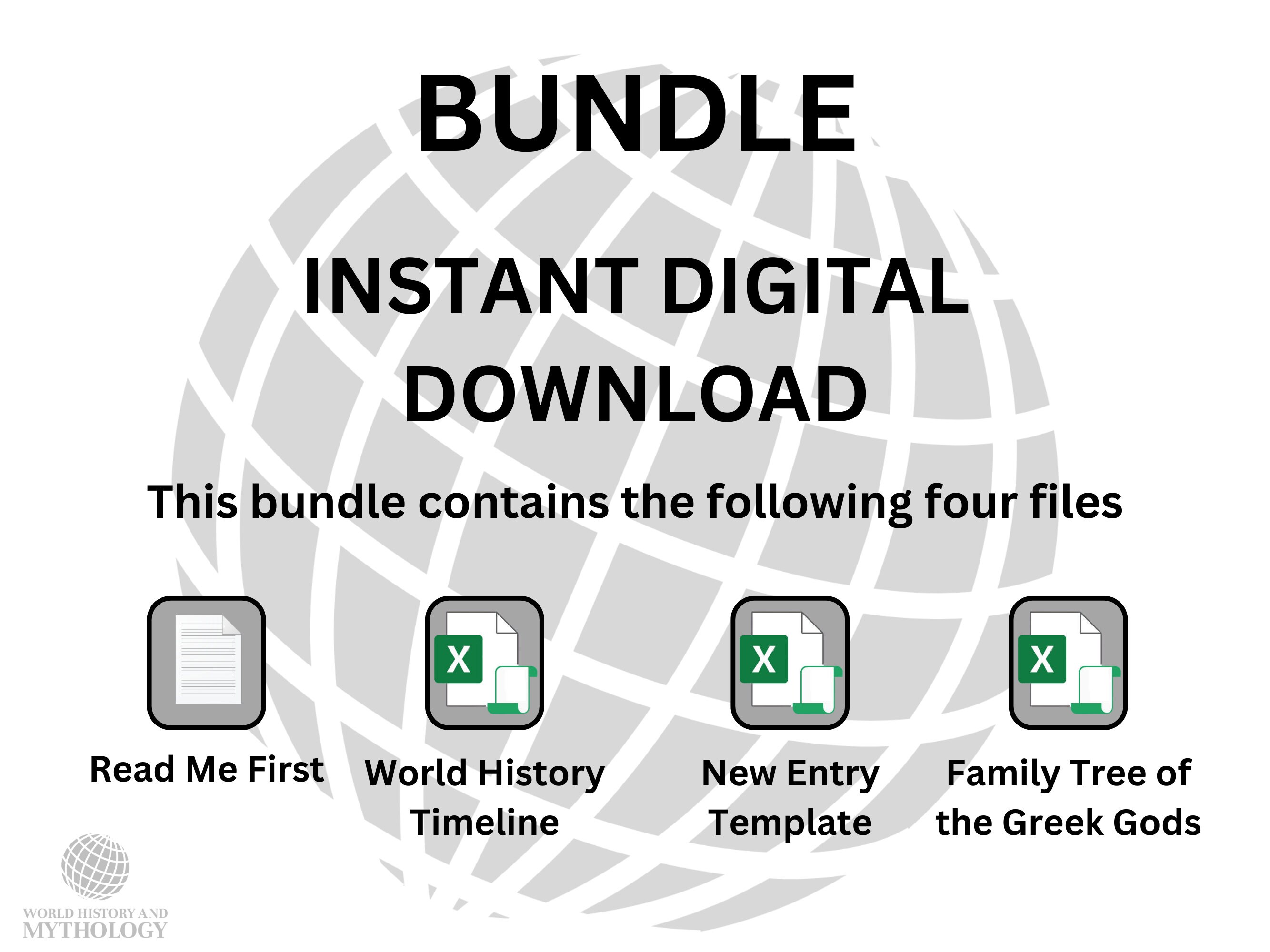 BUNDLE - World History Timeline and Family Tree of the Greek Gods - Etsy
