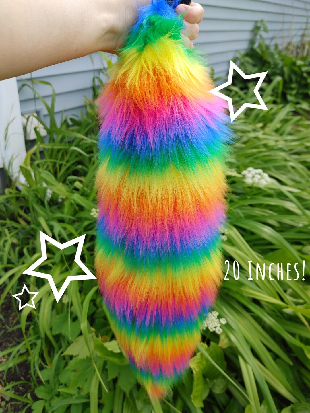 GIANT Rainbow Costume Tail - Furry Tail - Cosplay - Fake Animal Tail ...