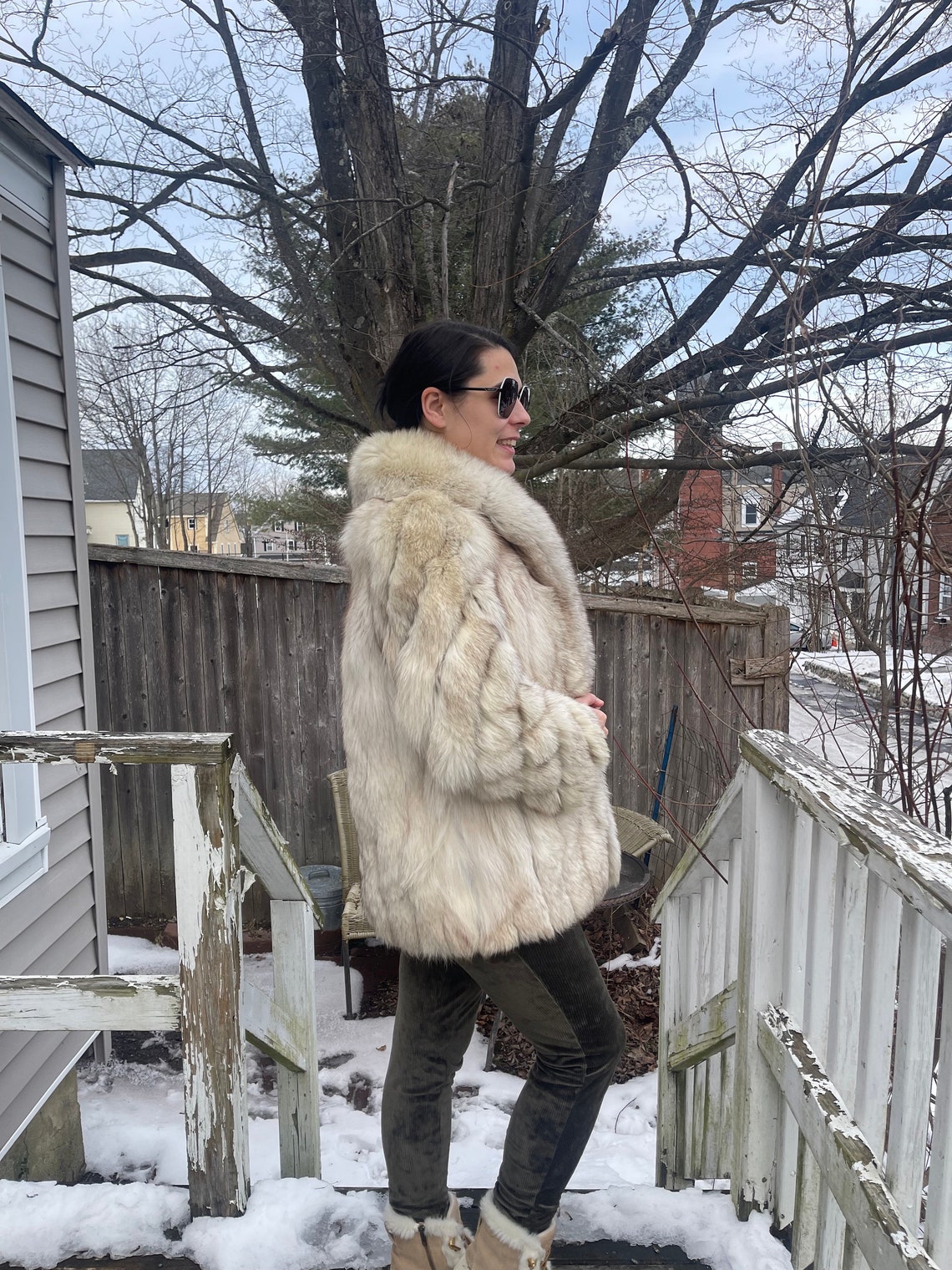 Real Blue Fox Fur Coat - Etsy