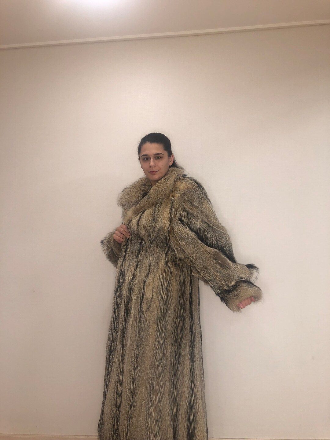 RARE Real Fur Jackal Full Length Coat - Etsy