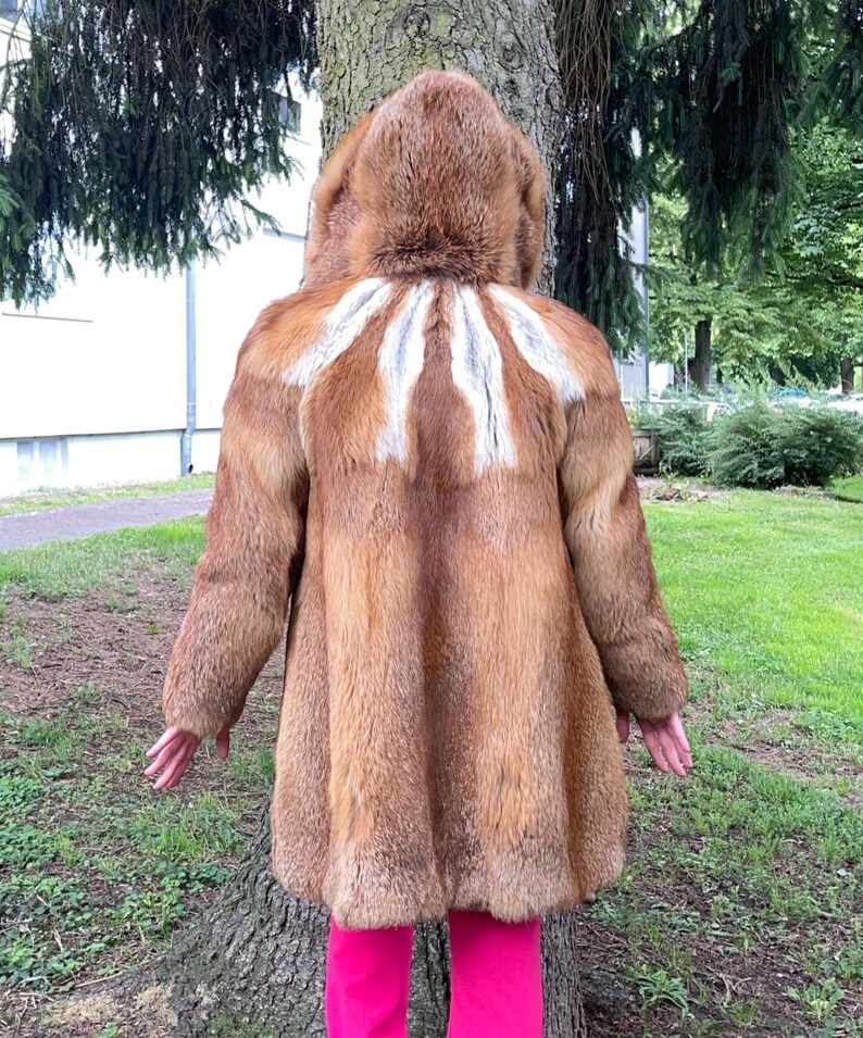 Hooded Red Fox Fur Coat - Etsy