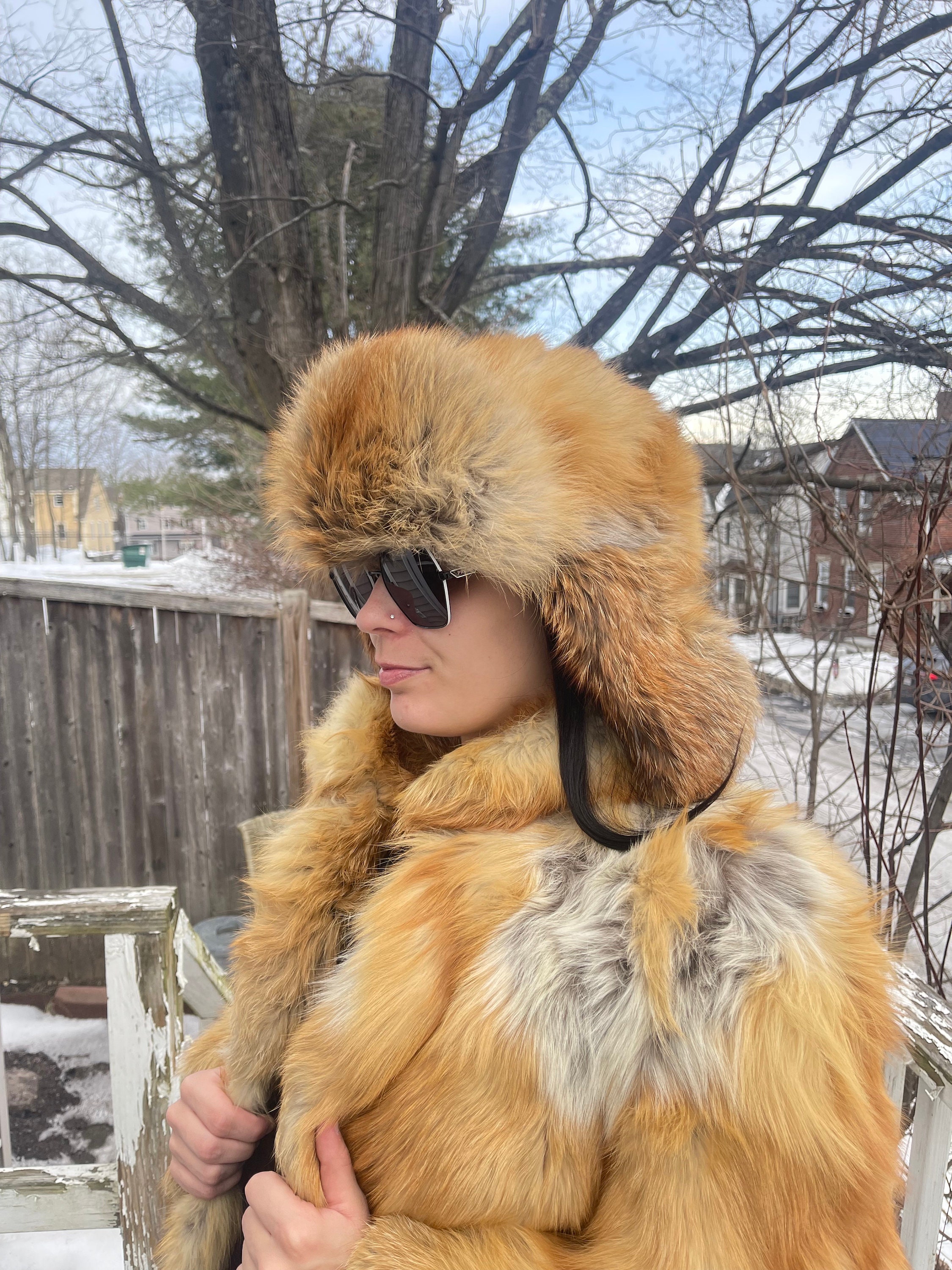 Real Red Fox Fur Jacket and Hat Set - Etsy
