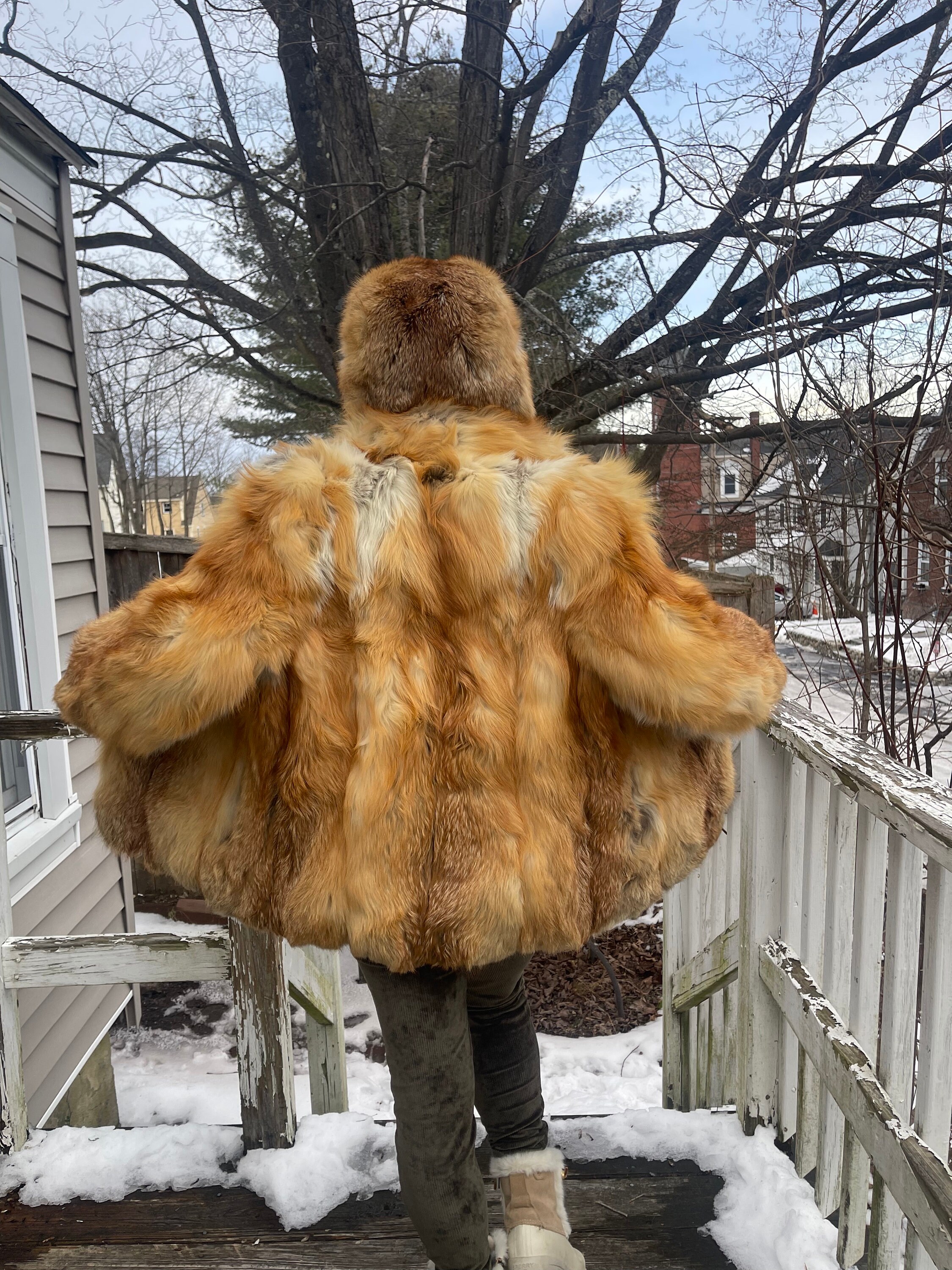 Real Red Fox Fur Jacket and Hat Set - Etsy
