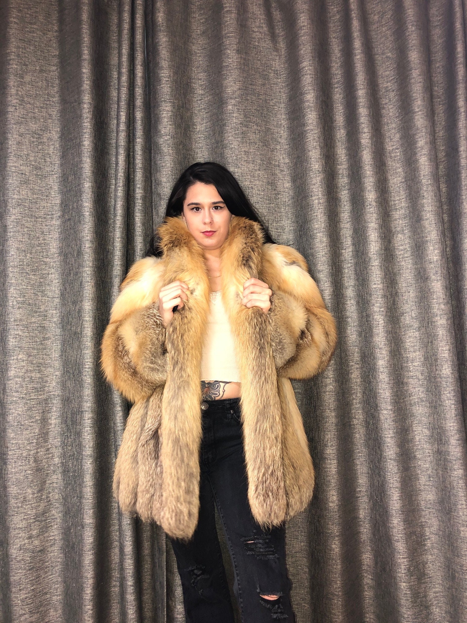 Golden Isle Fox Fur Coat - Etsy