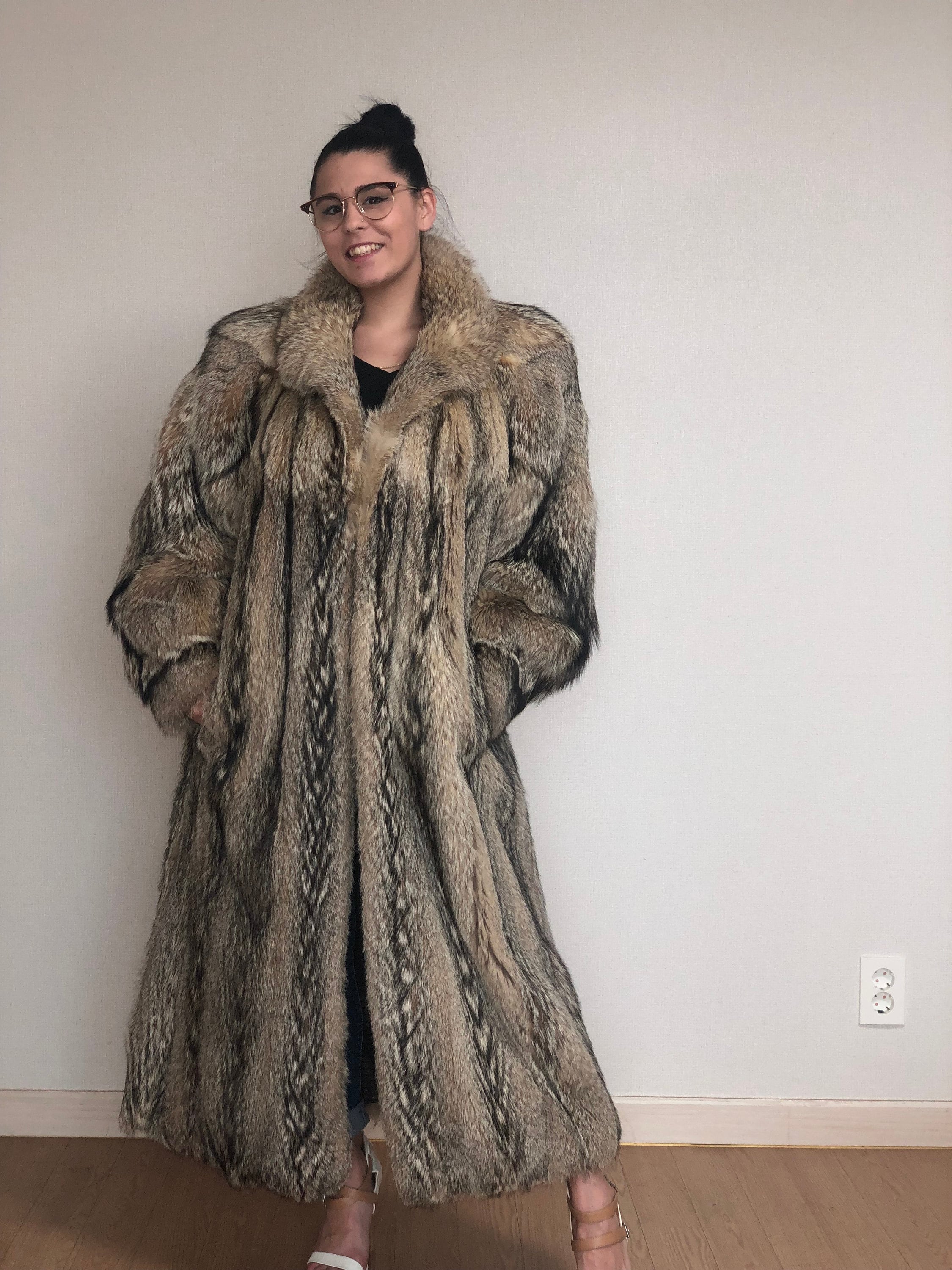 RARE Real Fur Jackal Full Length Coat - Etsy