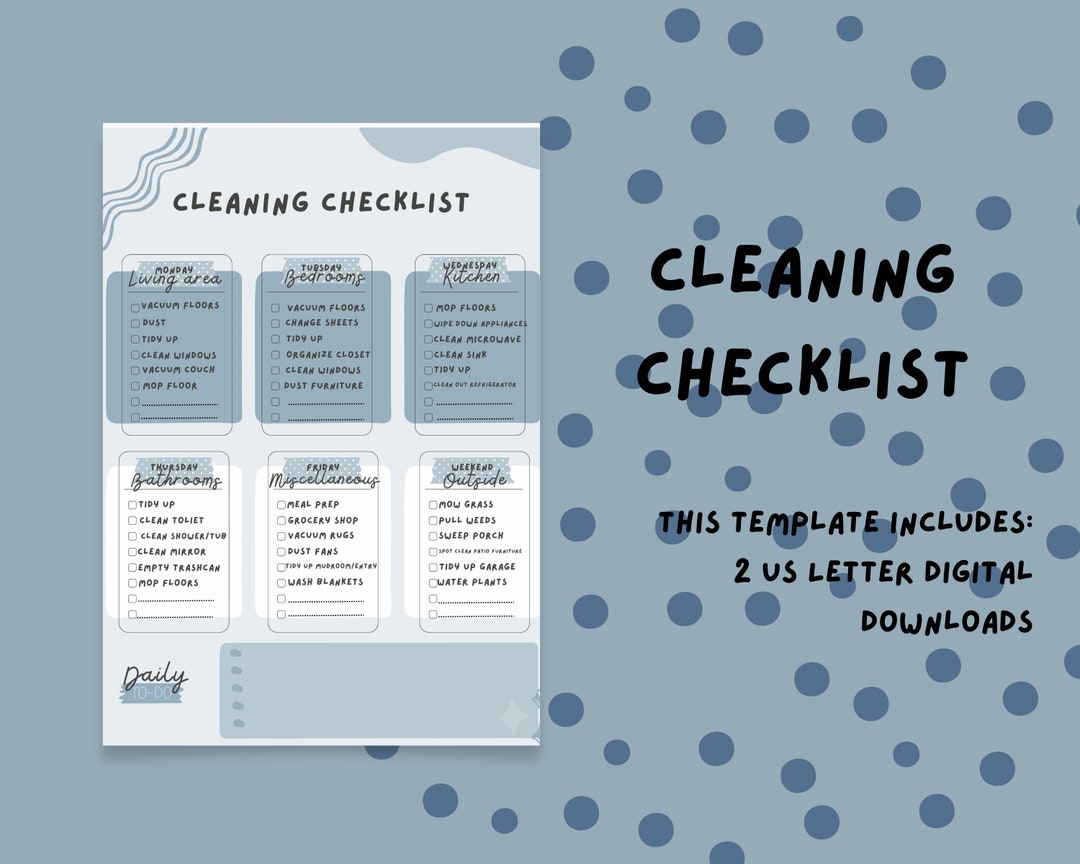 Cleaning Checklist Cleaning Schedule Cleaning Planner Digital Cleaning ...