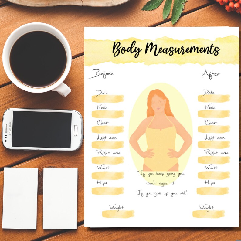 Body Measurement Tracker | Spring Design | Before and After | From Neck ...