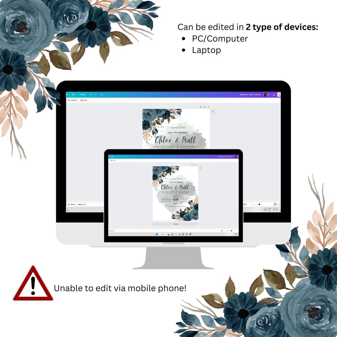 Wedding Invitation/electronic Wedding Invitation/blue & Green Wedding ...