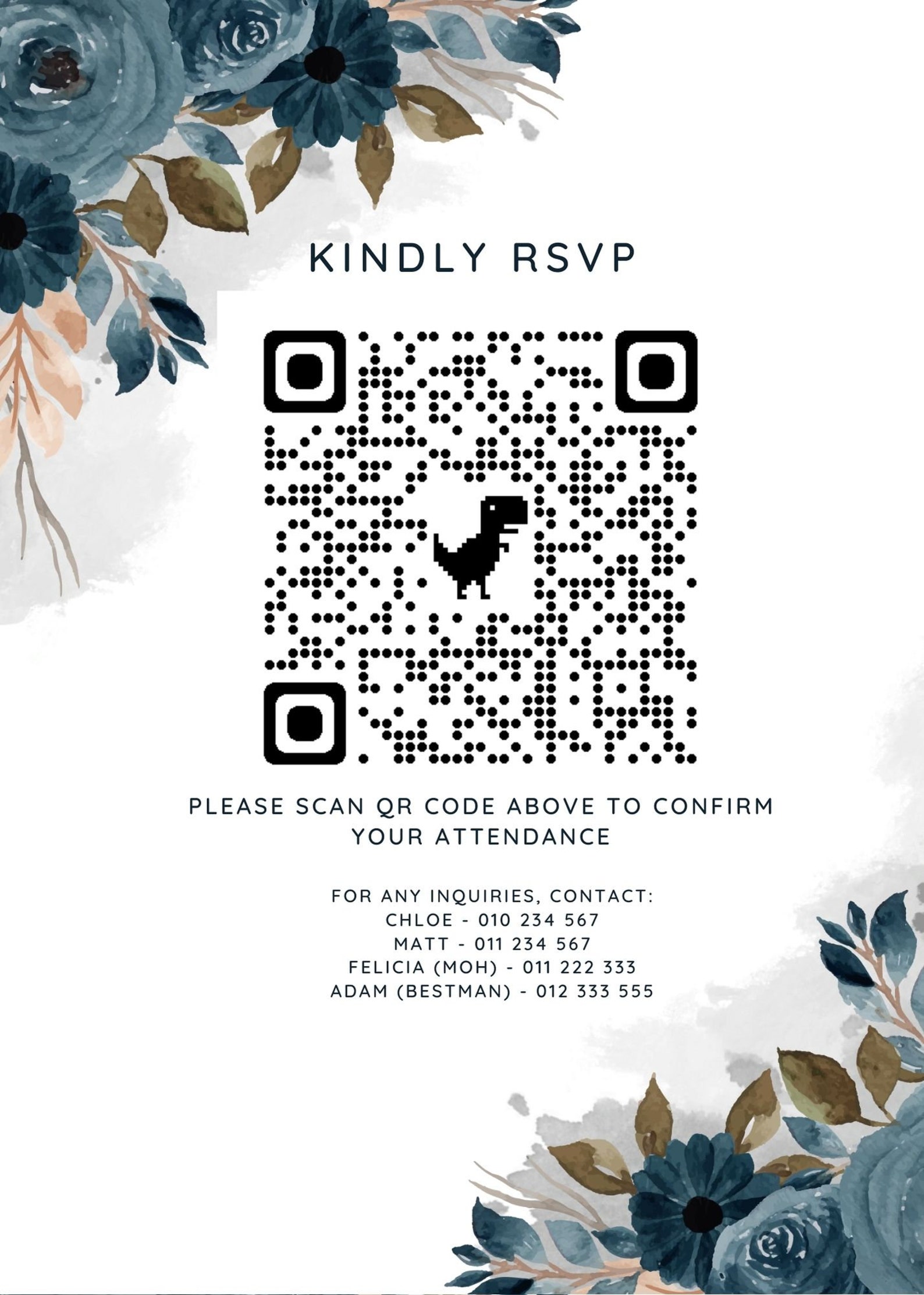 Wedding Invitation/electronic Wedding Invitation/blue & Green Wedding ...