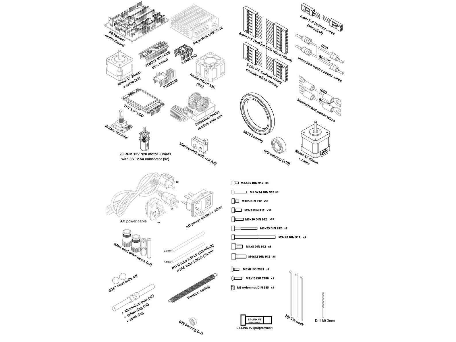 Advanced Parts Kit for Petwelder & Mr.winder- Inteligent Filament ...