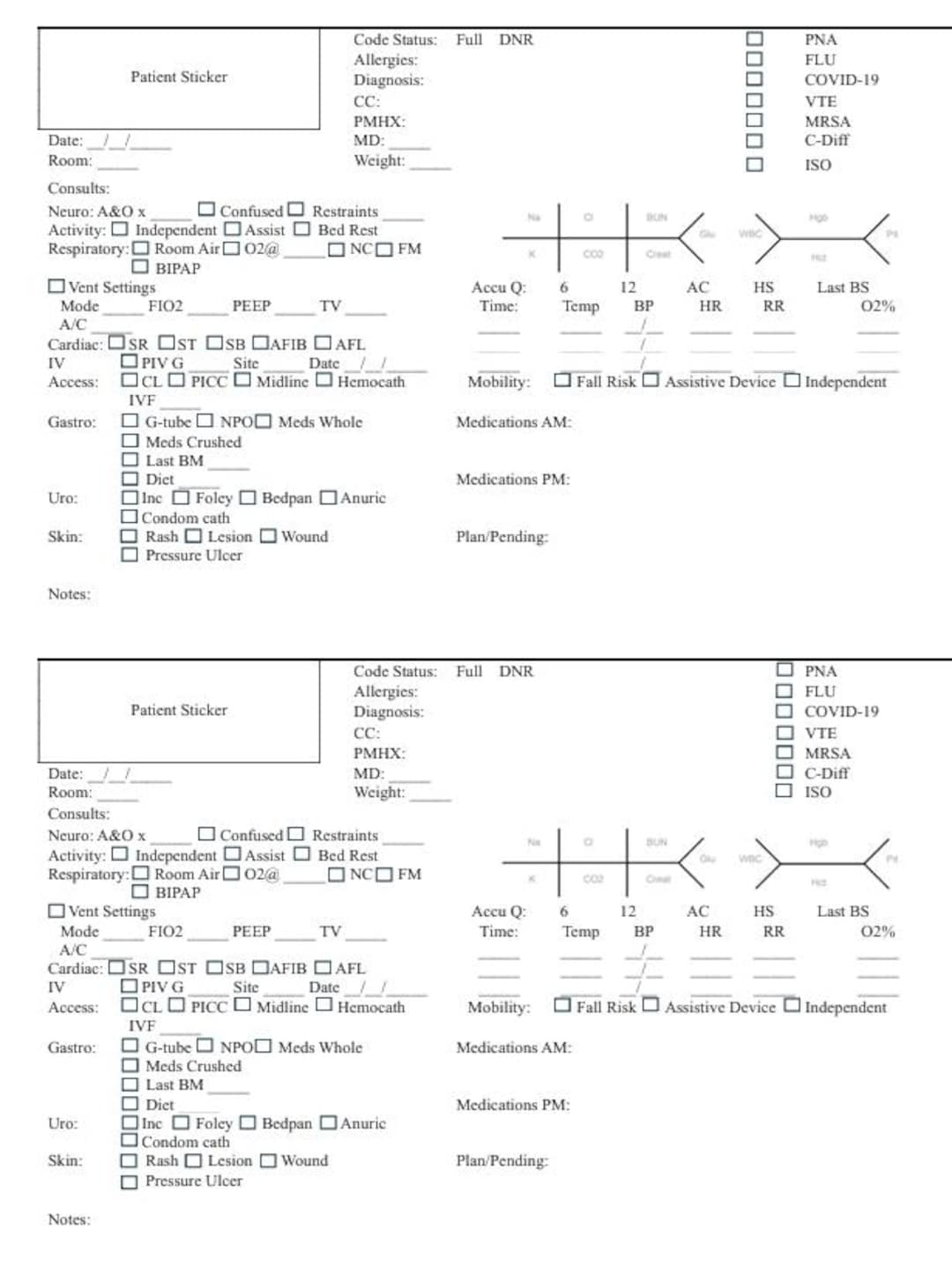 Nursing Brain Sheet / Report Sheet / Nursing Student / Telemetry / ICU ...