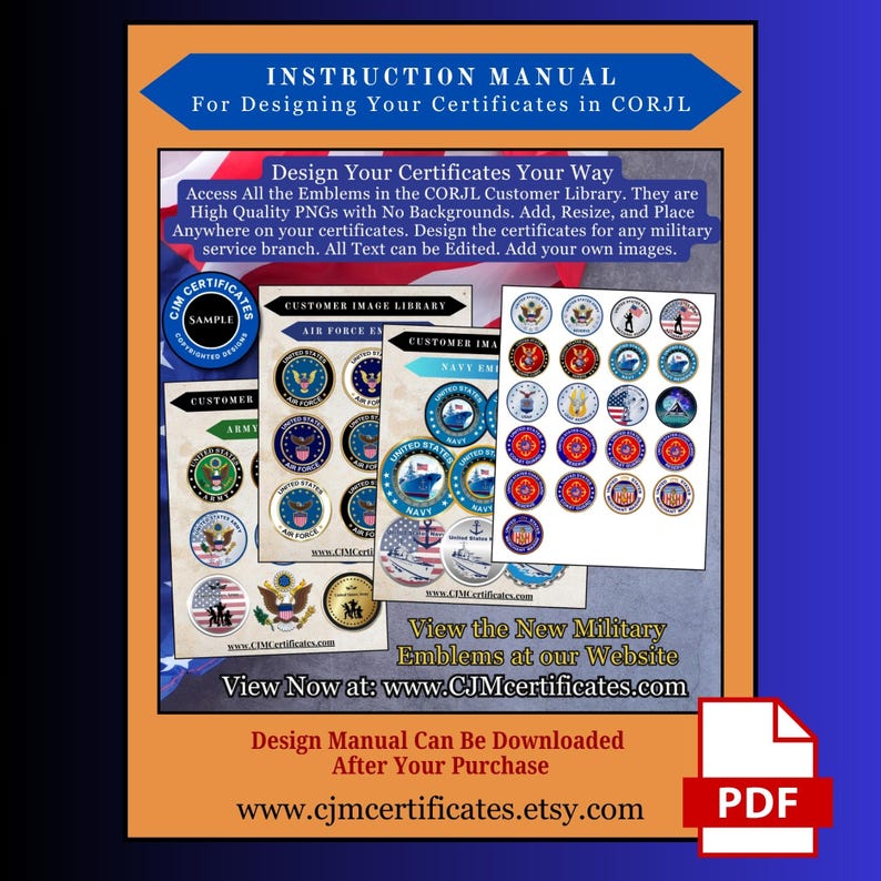 US Military Certificate of Service With Medals 019-customize With Corjl ...