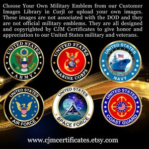 US Military Certificate of Service With Medals 019-customize With Corjl ...
