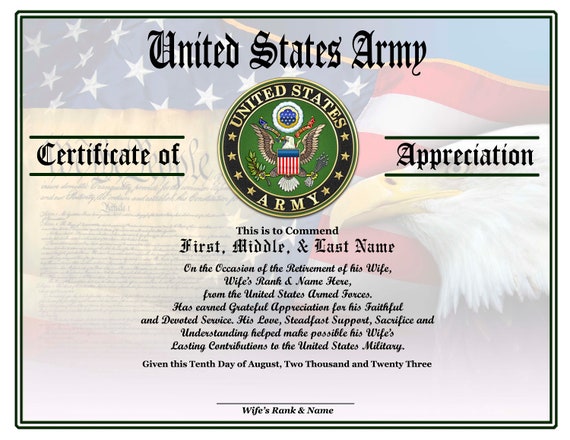 Military Award Certificate Template