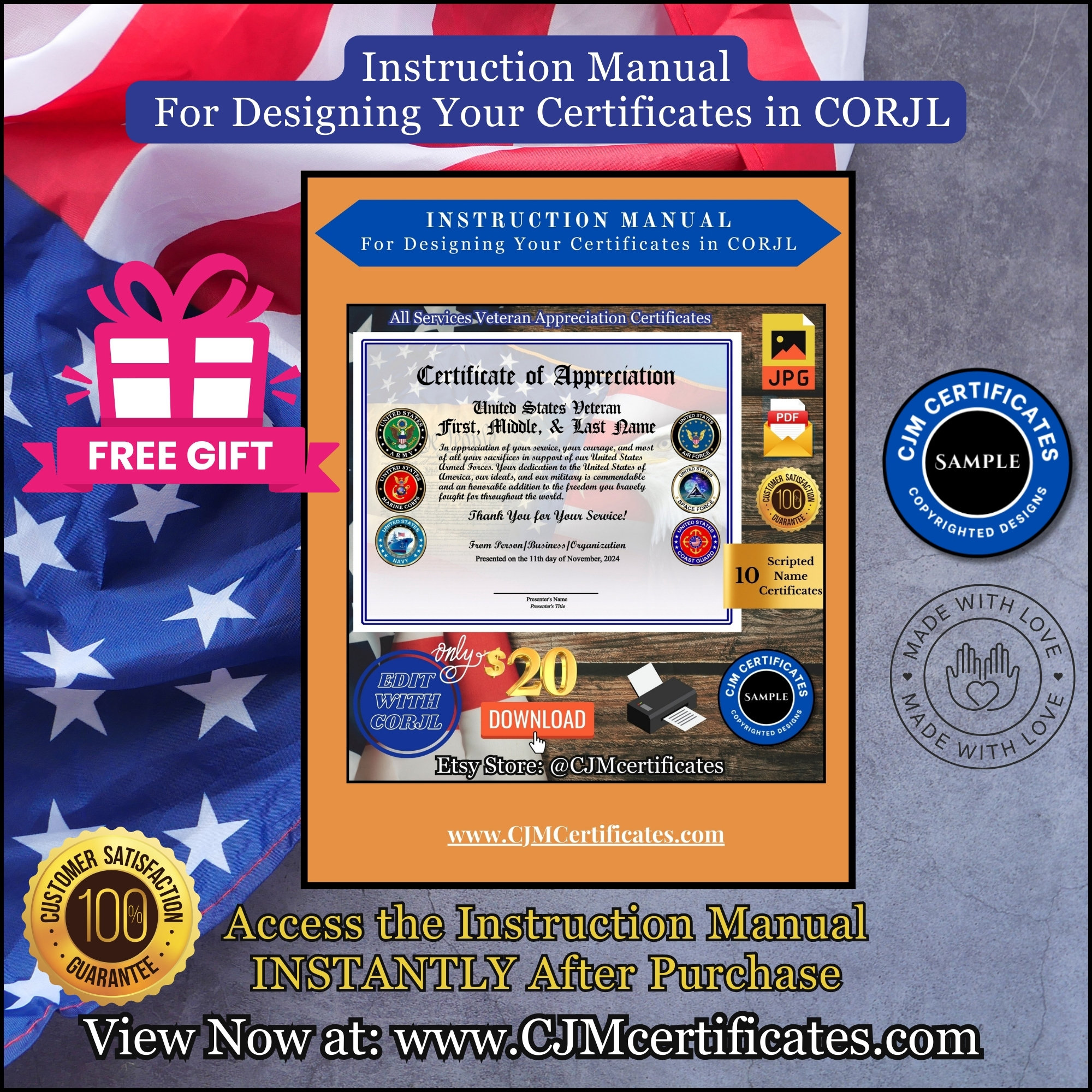 10 Veteran Memorial Certificates Package 2-memorial Day Template-design ...