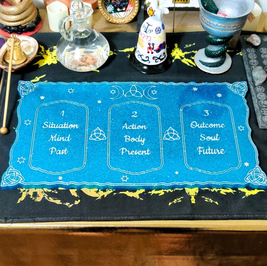 3 Card Tarot Spread Epoxy Resin Board Divination Altar Tool Tarot ...