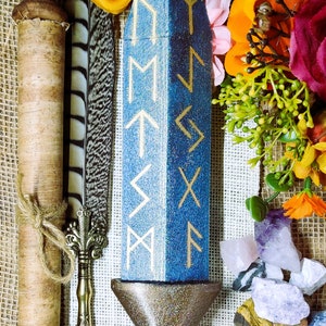 Norse Pagan Ritual Blade, Epoxy Resin Elder Futhark Rune Athame, Nordic ...