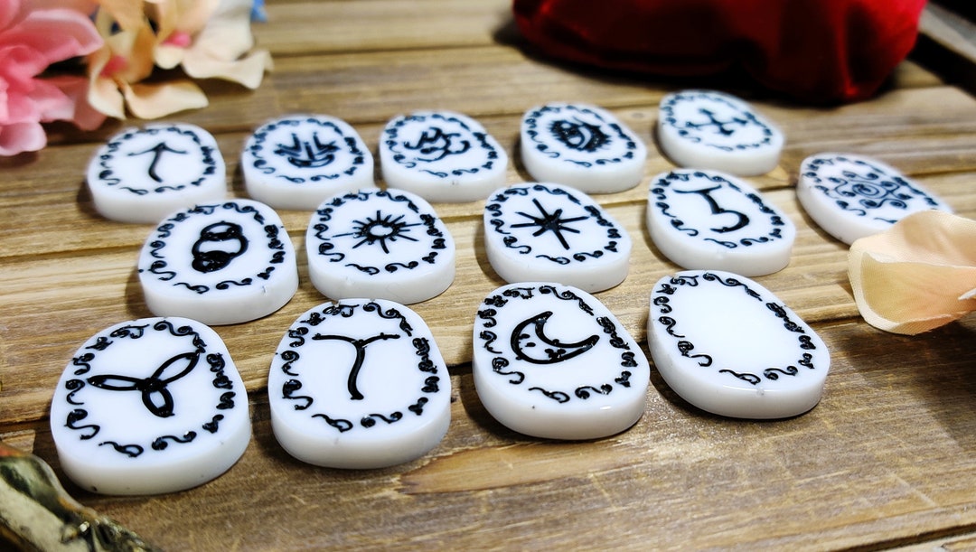 Secular Witch Casting Runes, Epoxy Resin Scrying & Divination Stones ...
