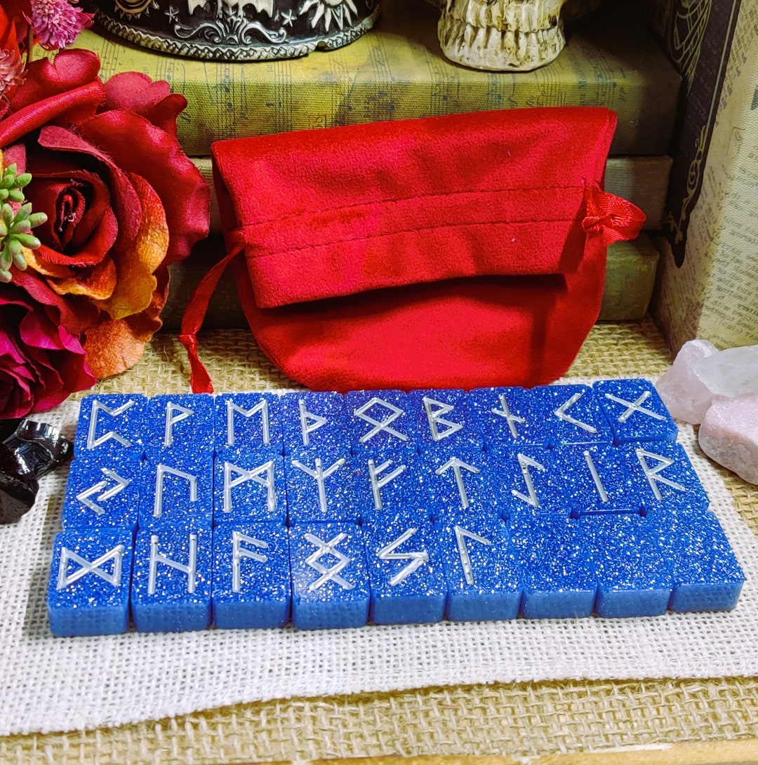 Elder Futhark Runes Set, Norse Pagan Altar Casting Runes, Epoxy Resin ...