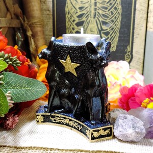 Egyptian Bastet Cat Candle Holder, Triple Goddess Bast Statue Tealight ...